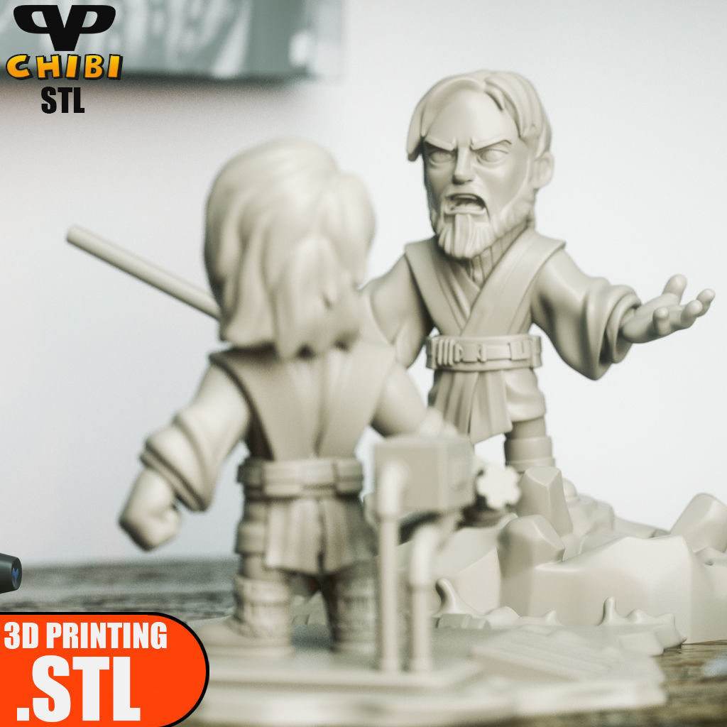 Obi Wan Kenobi vs Anakin Chibi STL for 3D Printing ChibiSTL 3DXM 3D ...