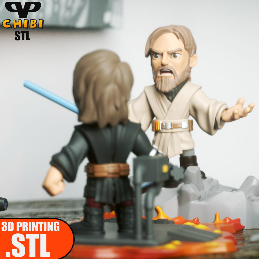 Obi Wan Kenobi vs Anakin Chibi STL for 3D Printing ChibiSTL 3DXM 3D ...