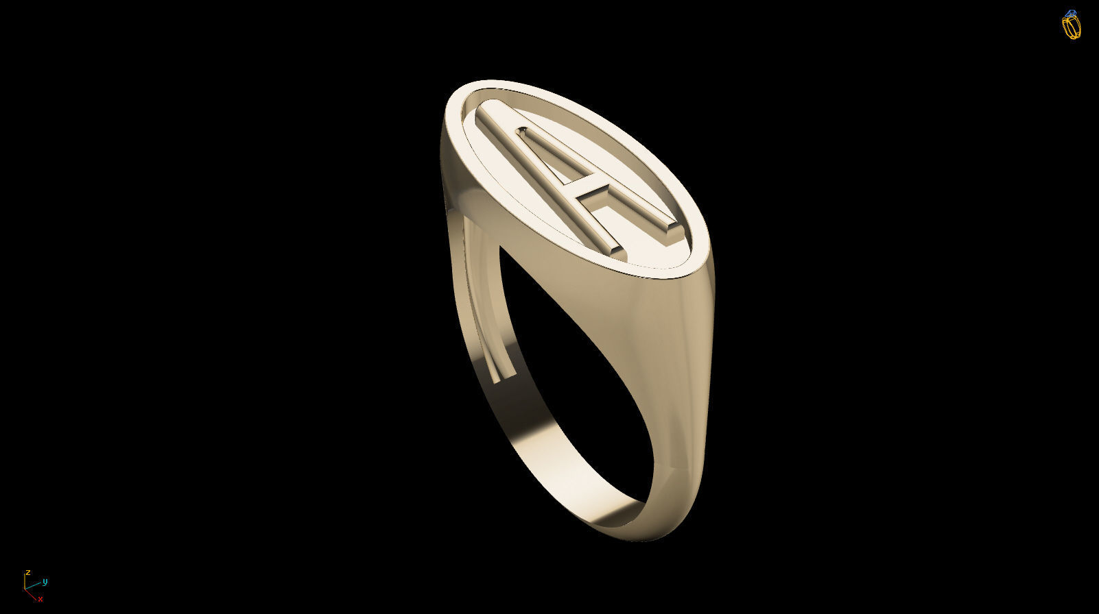 Signet Ring Oval Alphabet Letter A US Sizes 3D model 3D printable ...