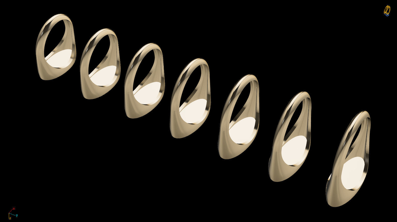 Signet Ring Oval Alphabet Letter A US Sizes 3D model 3D printable ...