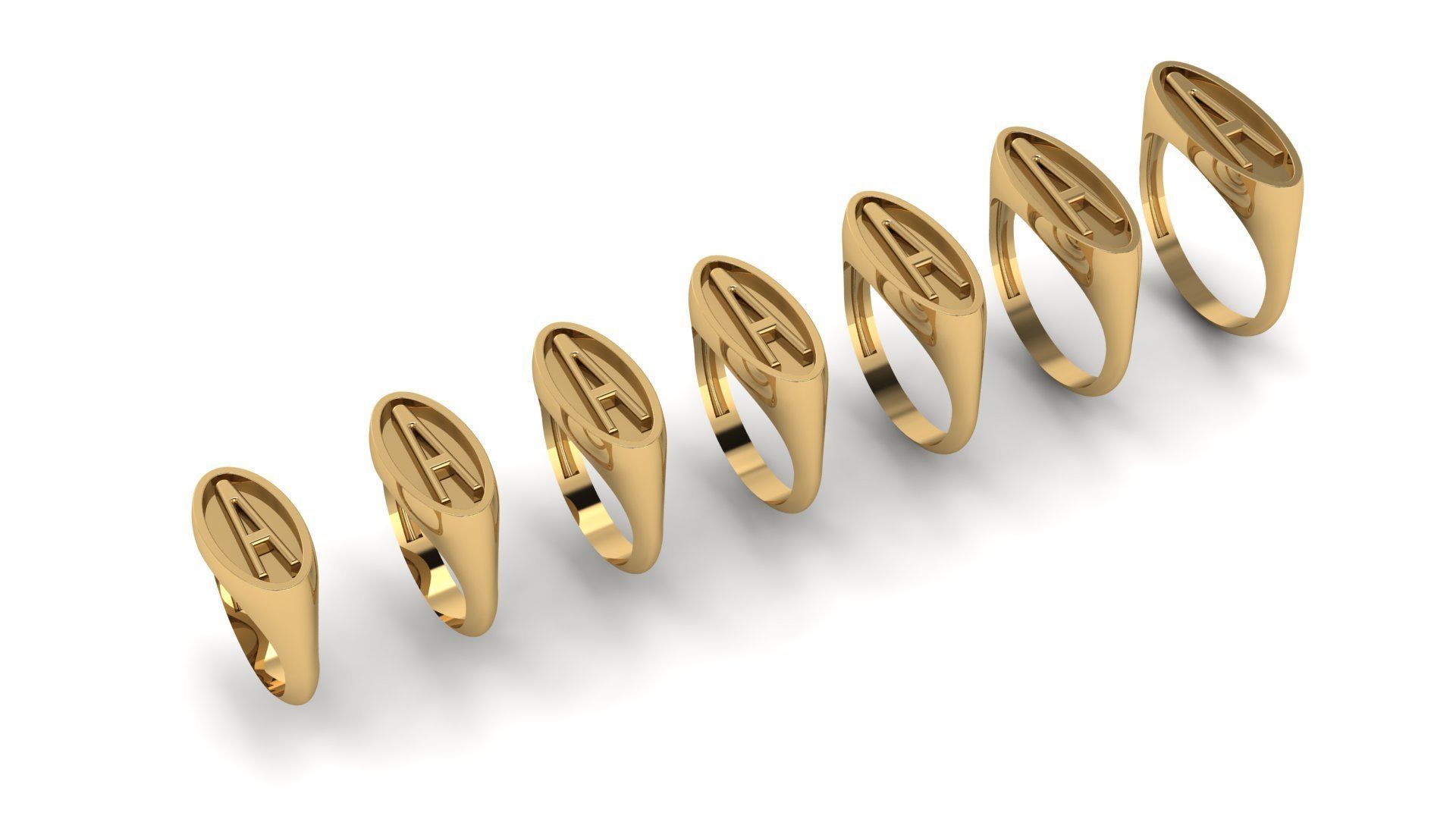 Signet Ring Oval Alphabet Letter A US Sizes 3D model 3D printable ...