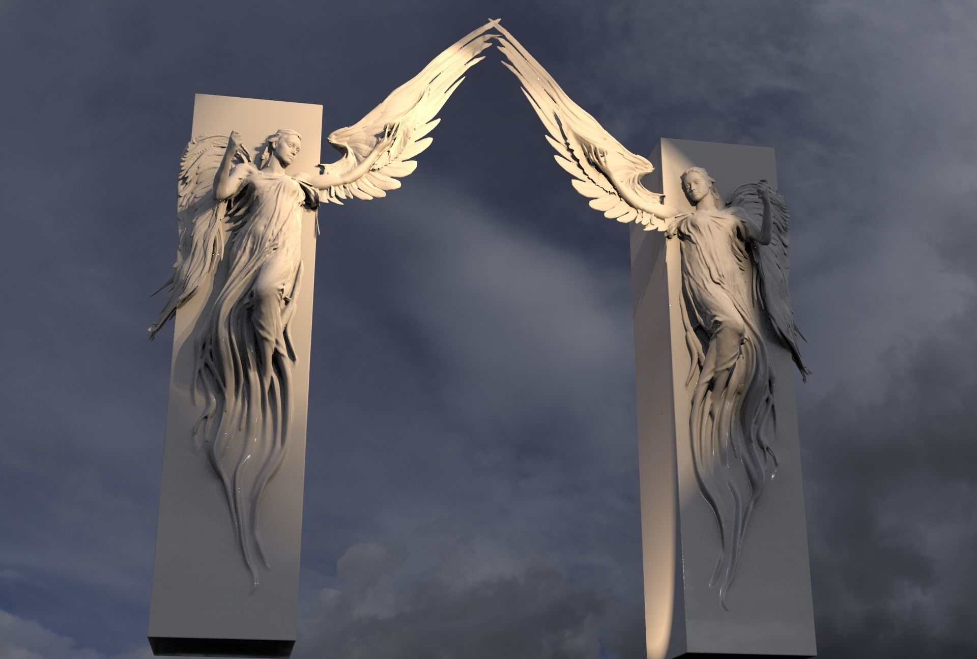 Grand Angel wall sculpture Ghost Stone archway 3 3D model | CGTrader