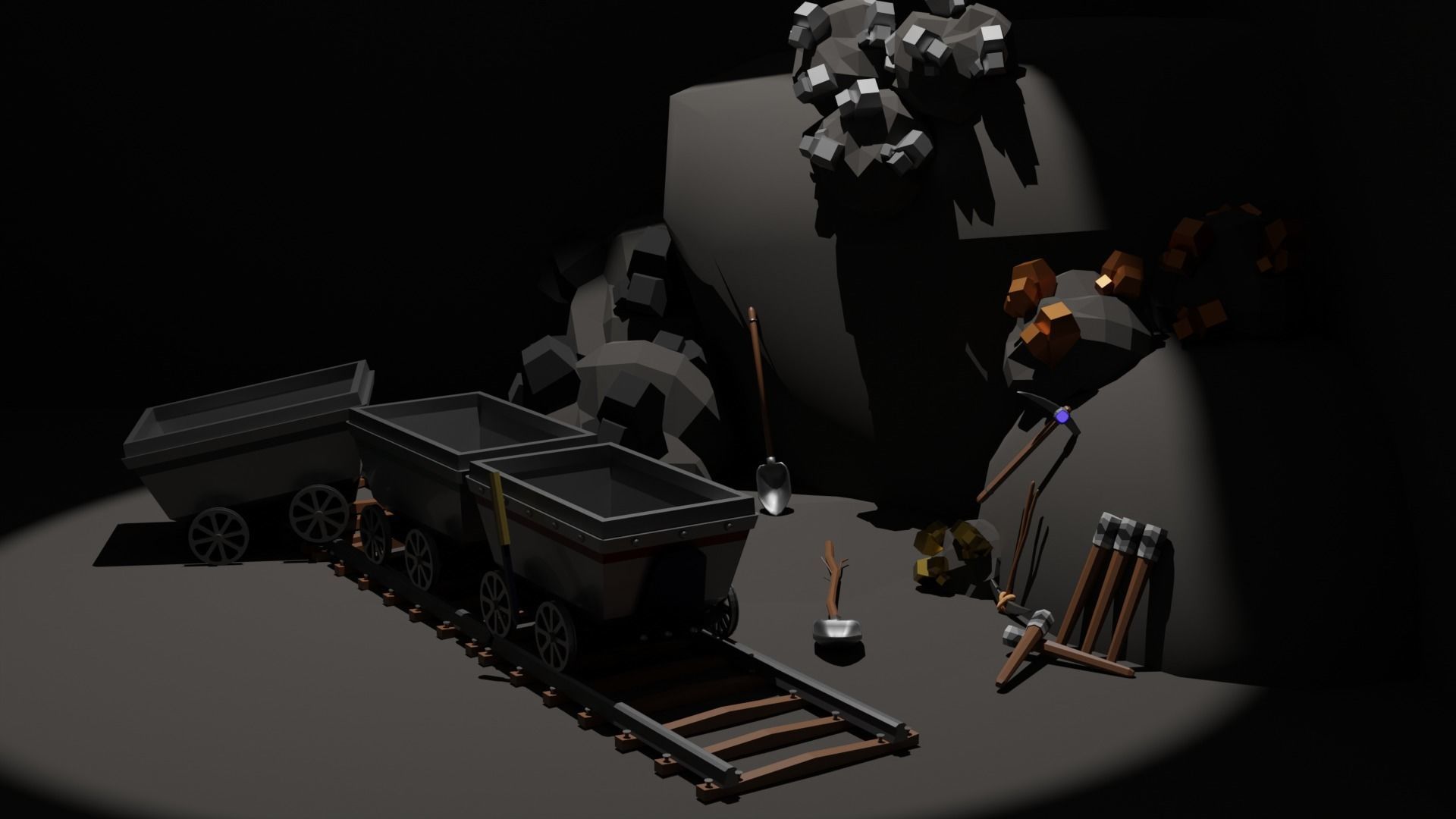 3D model Low Poly Mineshaft VR / AR / low-poly | CGTrader