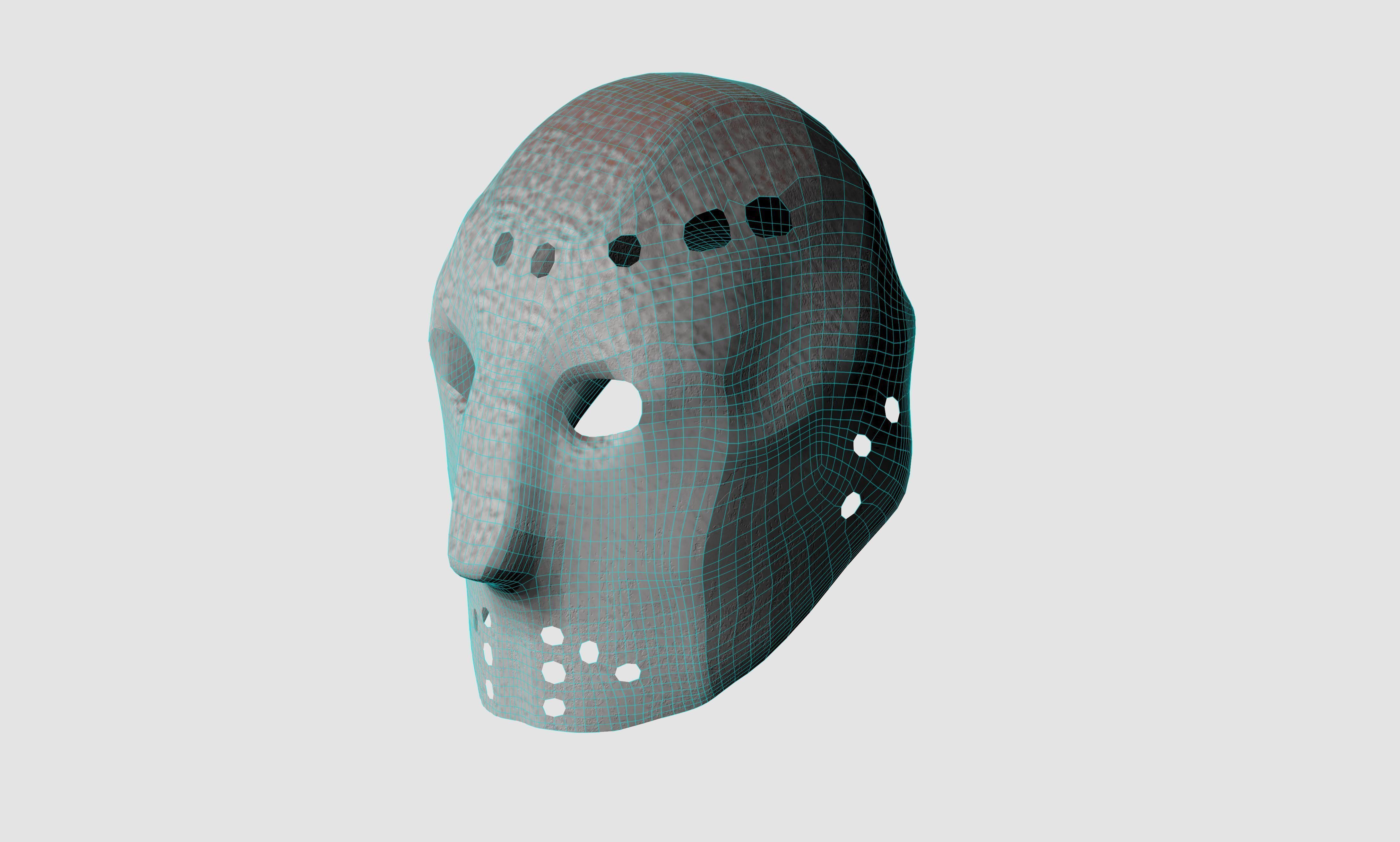 3D model Low-poly rock style hockey goalie mask VR / AR / low-poly ...