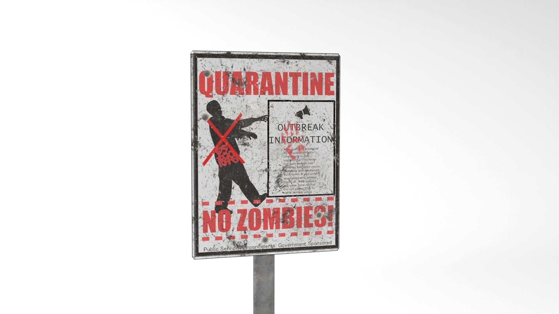 3D model Zombie Warning Sign VR / AR / low-poly | CGTrader