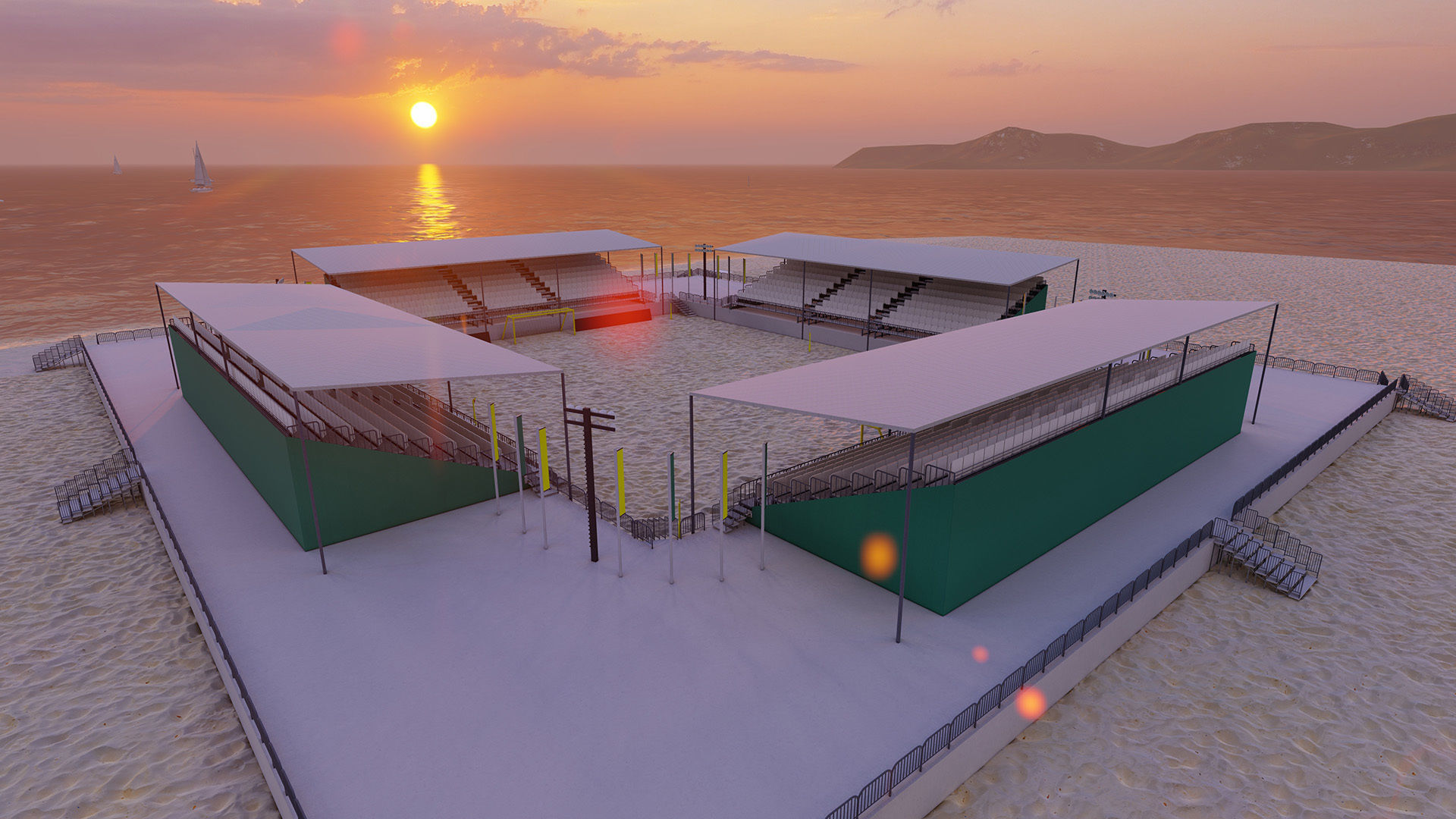 Beach Stadium-Beach soccer stadium 3D model rigged | CGTrader
