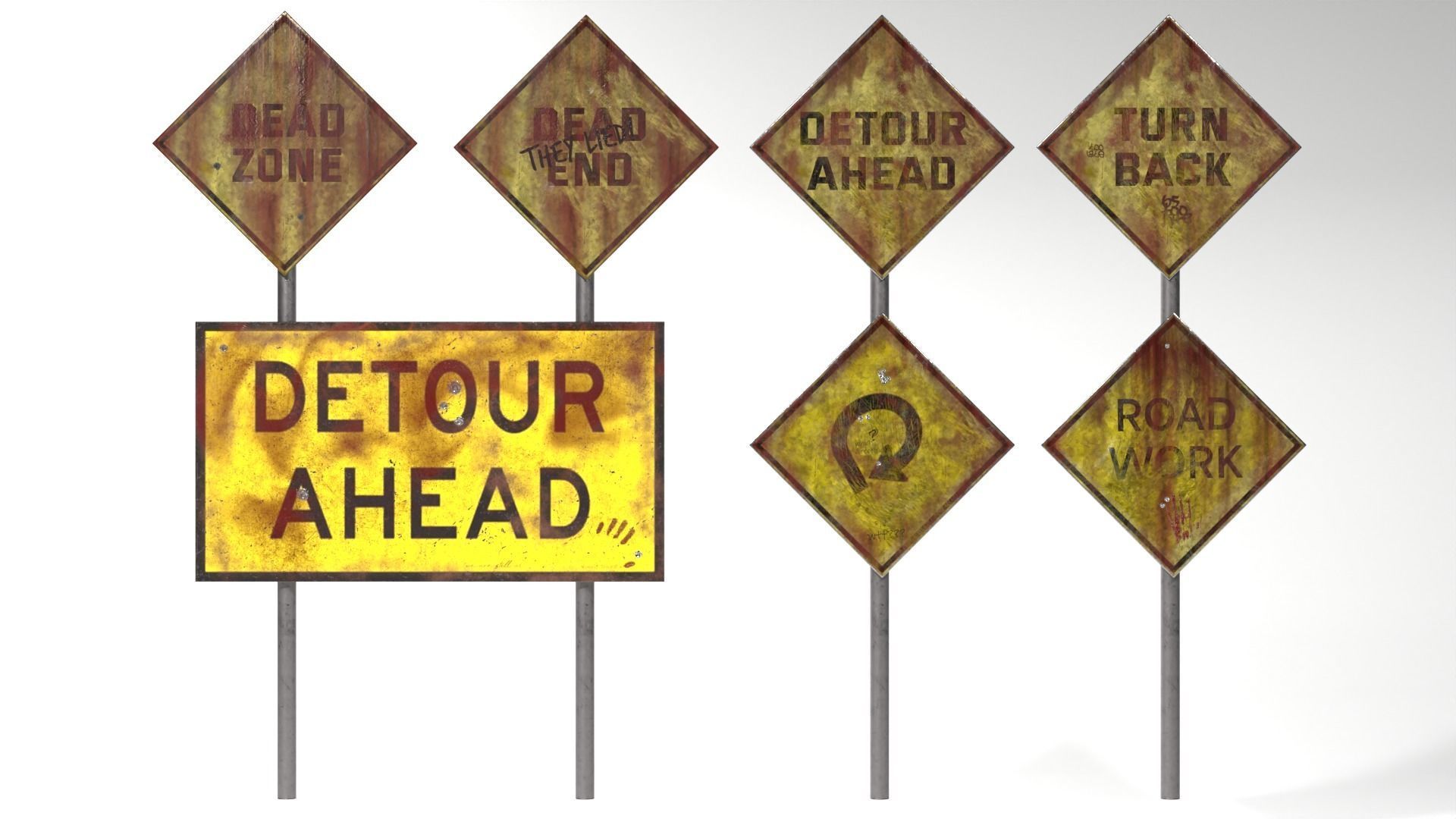3D model Apocalyptic Road Signs VR / AR / low-poly | CGTrader