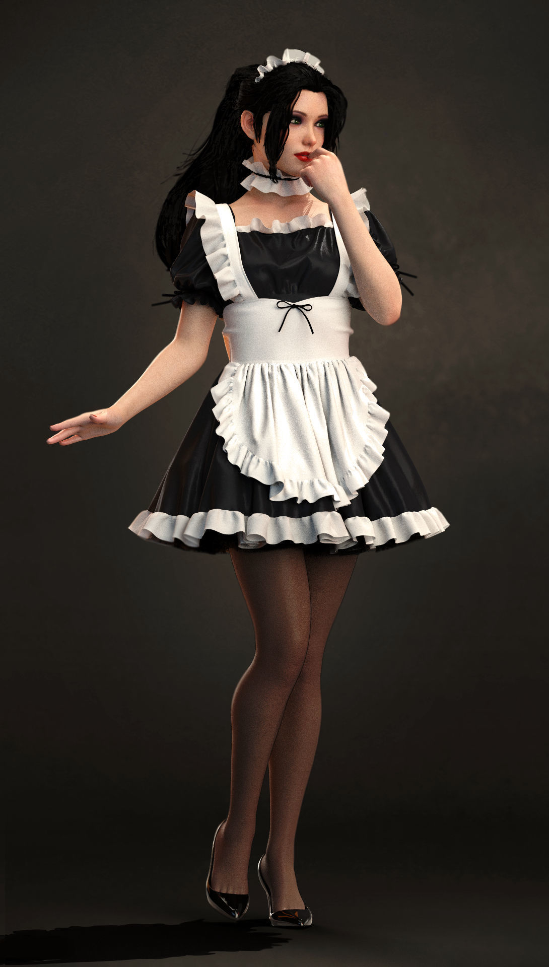 French maid outfit - Marvelous Designer project and OBJ 3D model | CGTrader