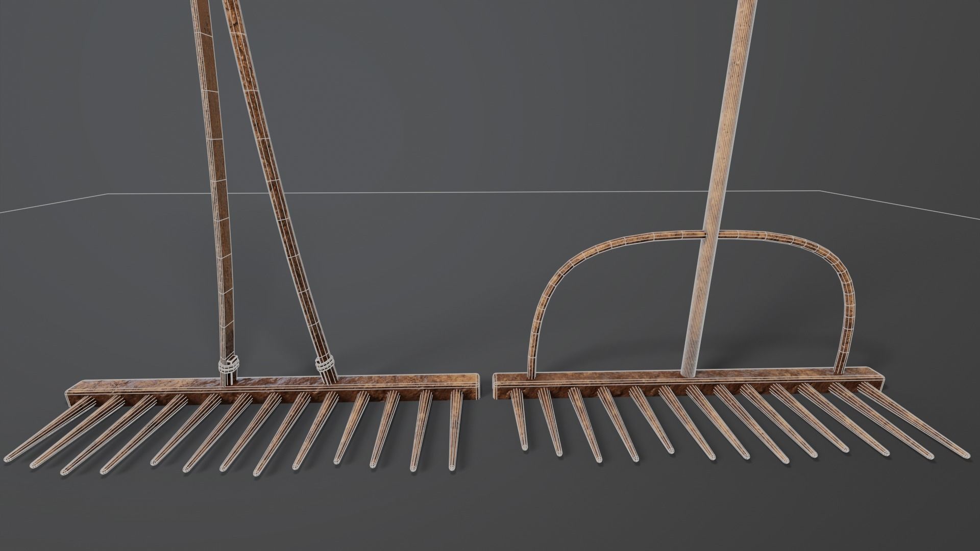 3D model Medieval Farm Rakes Set VR / AR / low-poly | CGTrader