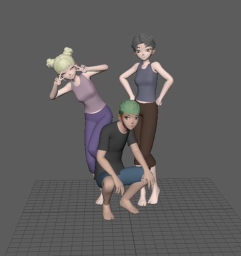Anime Collection Sample free 3D model animated rigged | CGTrader