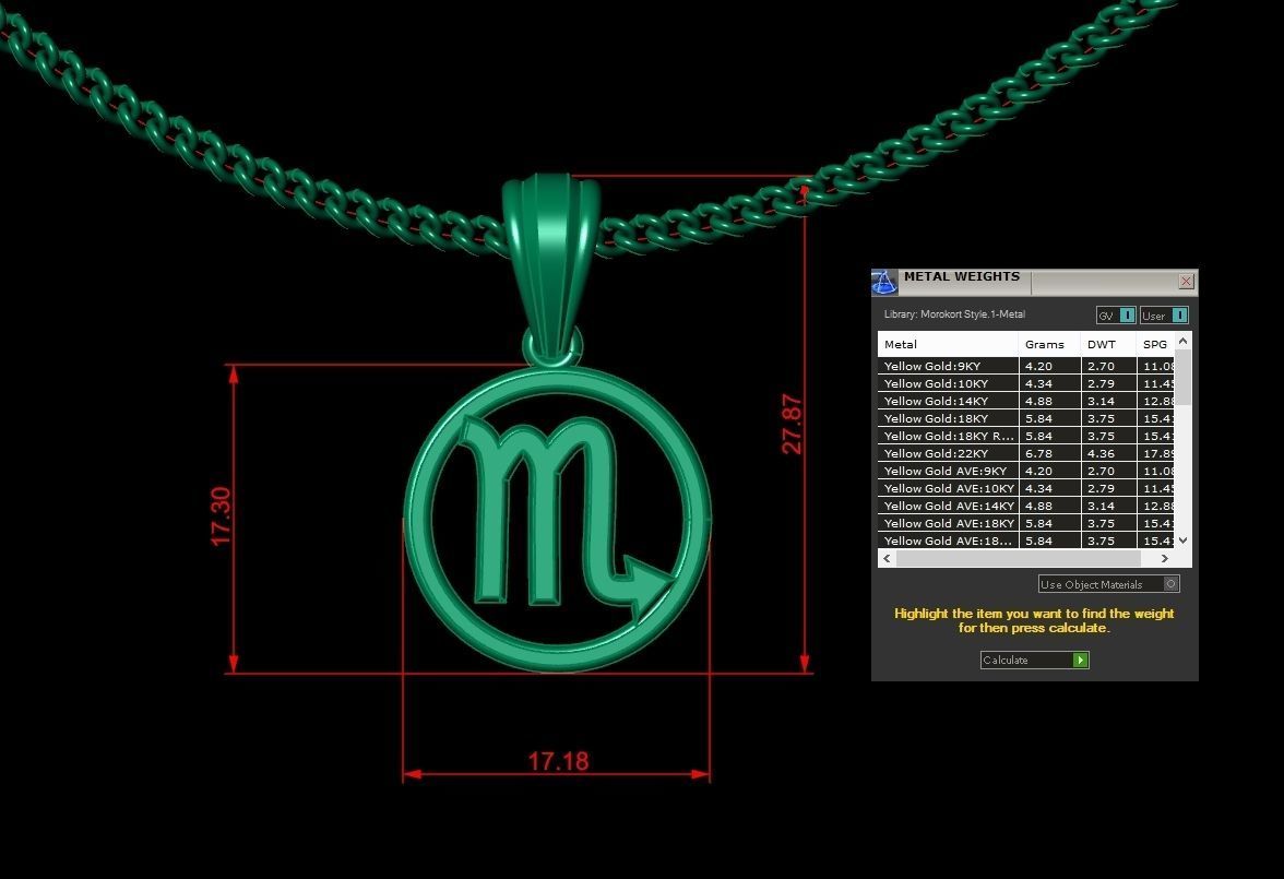 Scorpio Original Pendant Design Version 2 3D model 3D printable | CGTrader