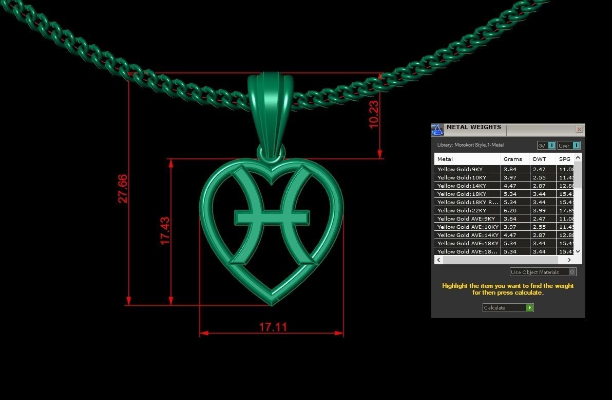 Pisces Original Heart Pendant Design Version 3 3D model 3D printable ...