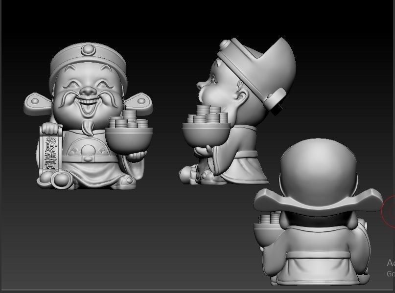 Asian God of Wealth 3D model free free 3D model animated | CGTrader