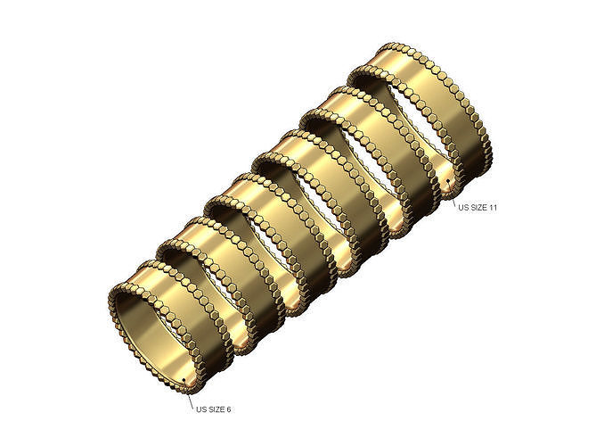 Hexagonal pattern sides band US sizes 6to11 3D model 3D printable ...
