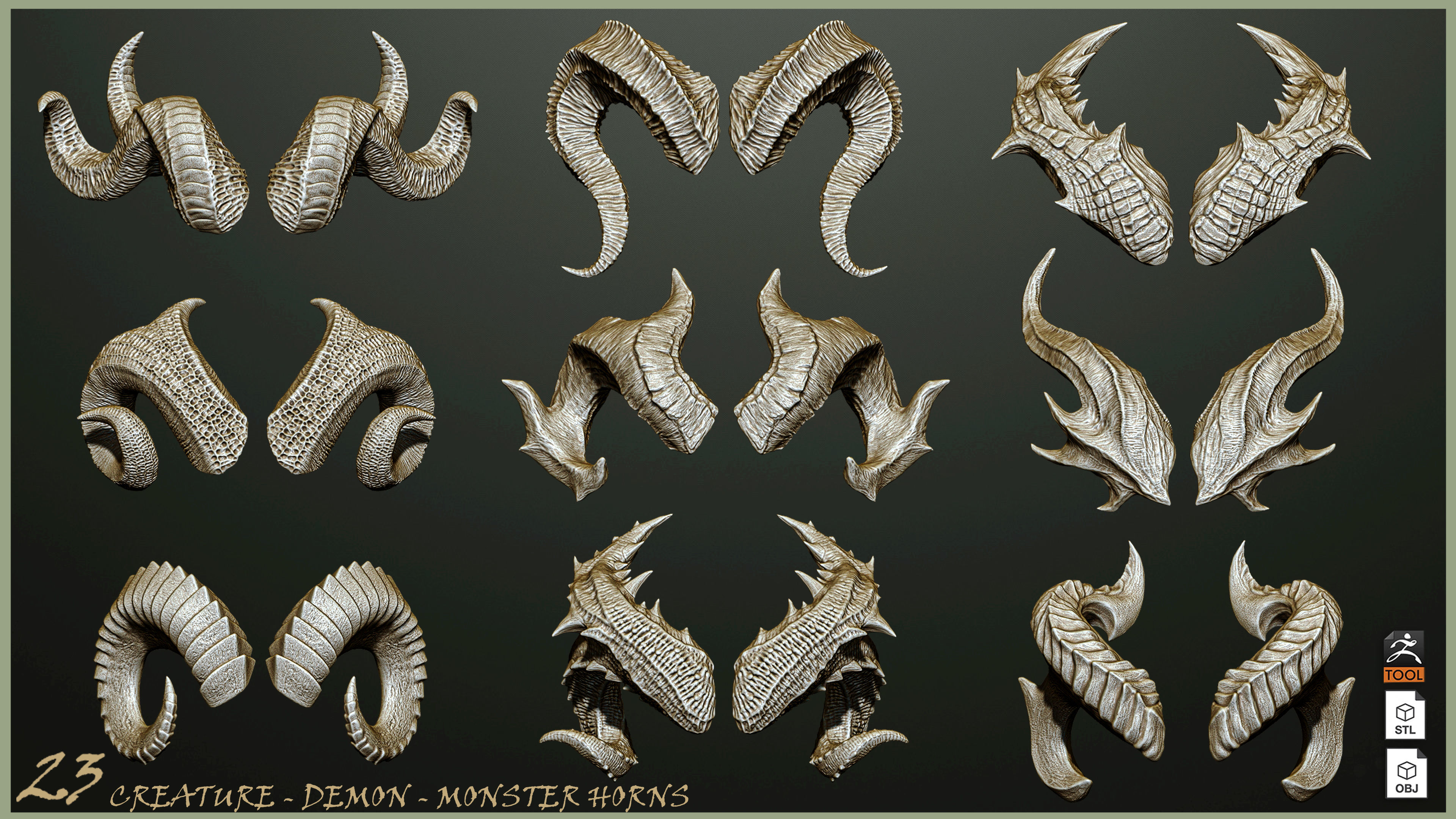 23 Creature Monster Demon Horns VOL 2 3D model | CGTrader