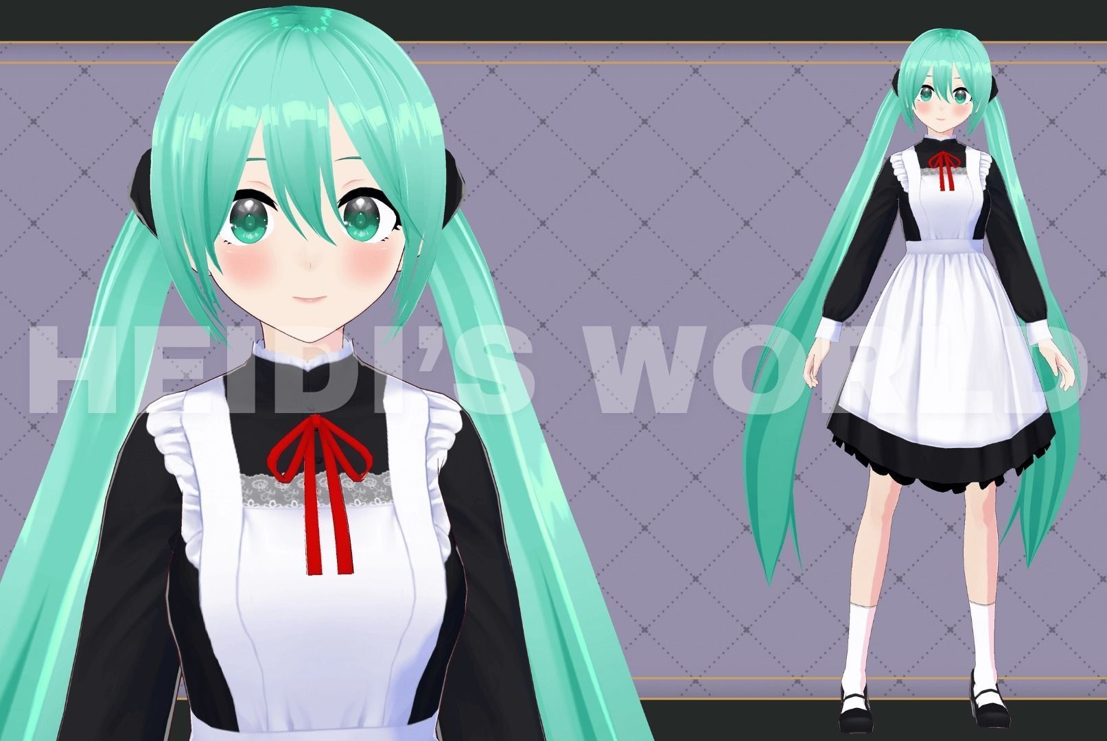 Vroid Beautiful 3D Female Maid Miku Vtuber Model Avatar 3D model 3D ...