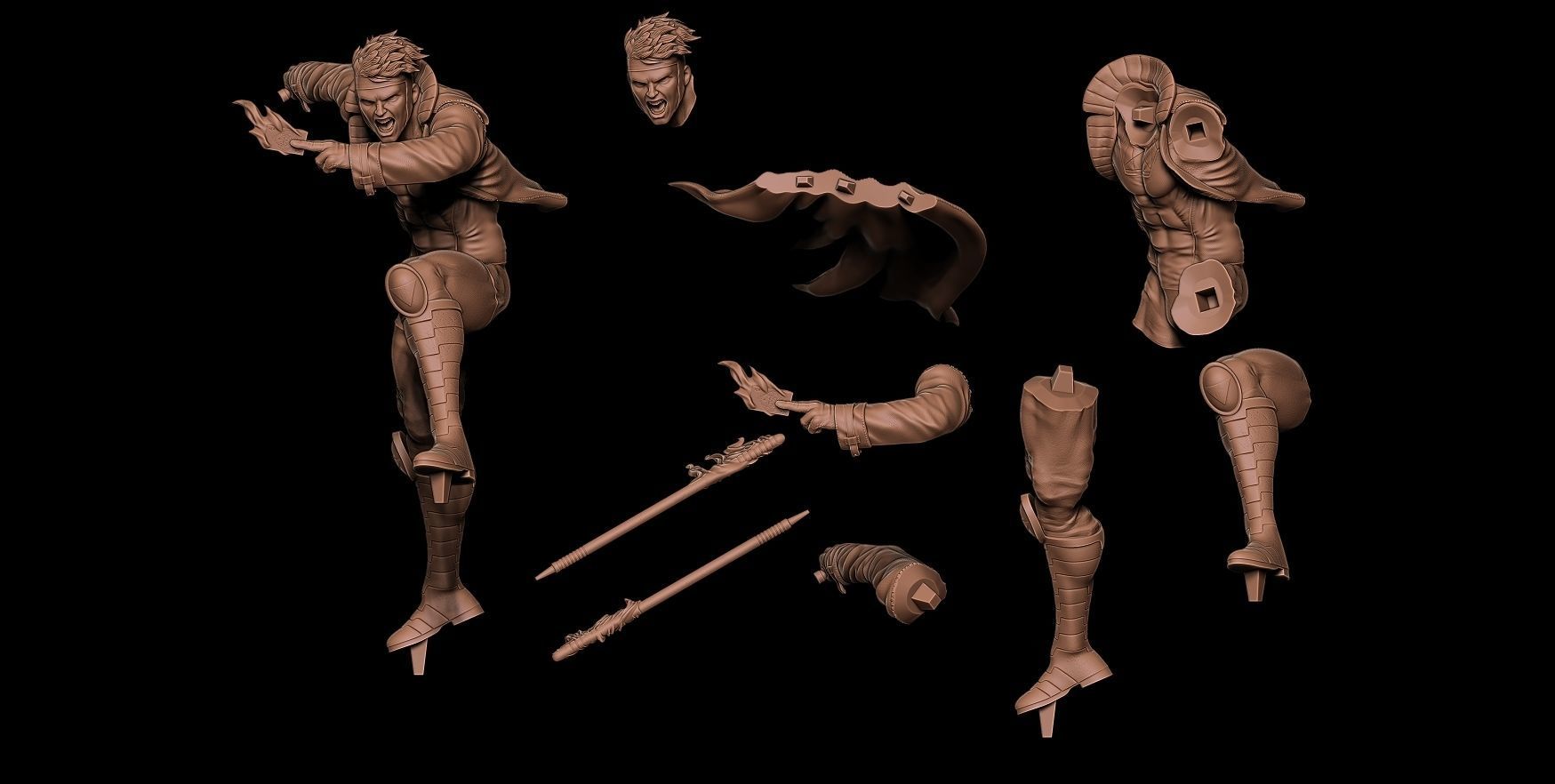 Fan Art - Gambit from X-men - Statue 3D model 3D printable | CGTrader