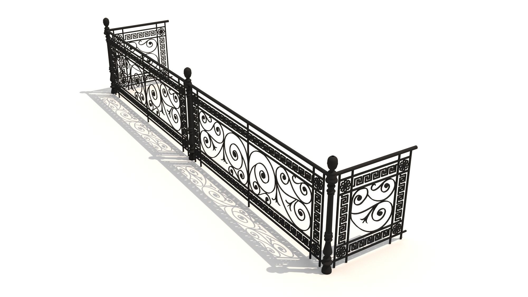 Metal Neoclassical Railing free 3D model | CGTrader