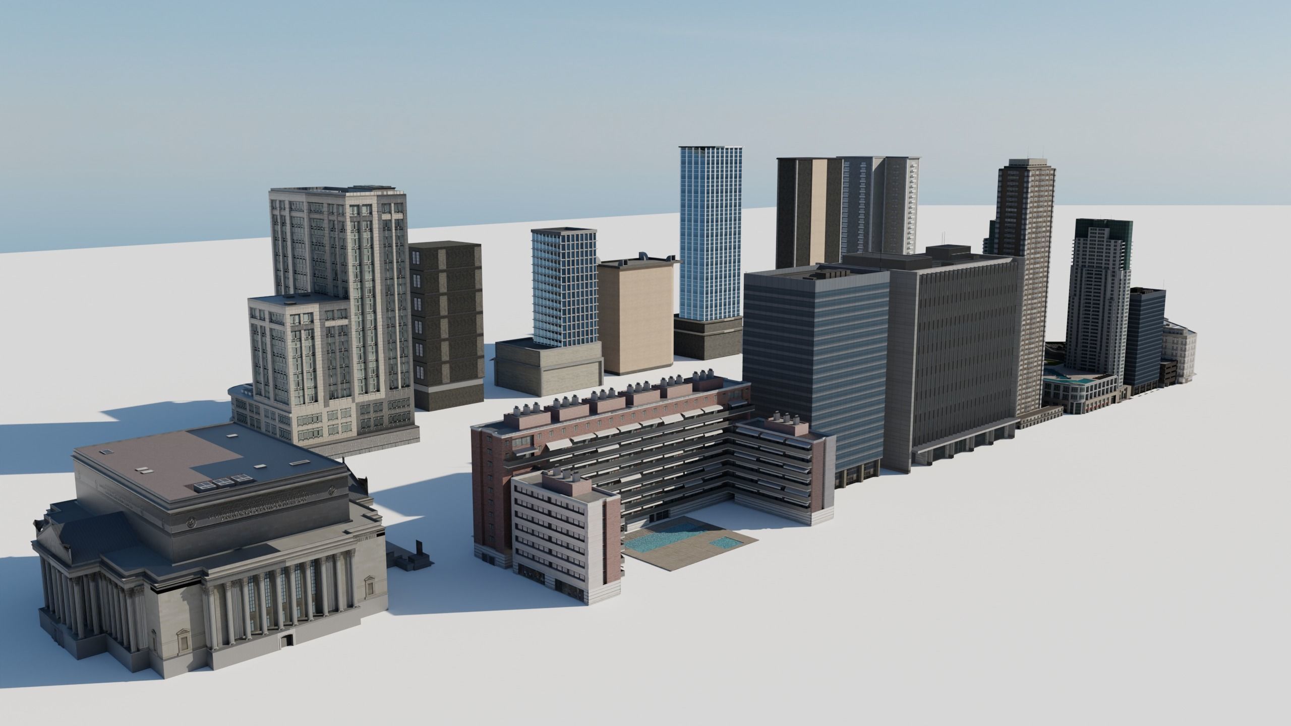 City Buildings Lowpoly Game Ready free VR / AR / low-poly 3D model ...