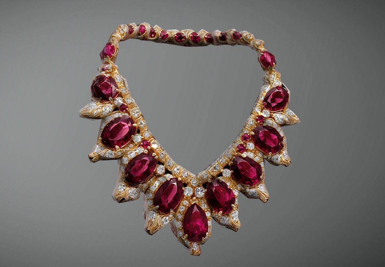 FREE Ruby Diamond Gold Necklace free VR / AR / low-poly 3D model | CGTrader