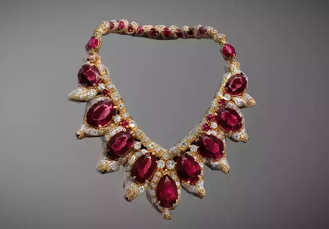 FREE Ruby Diamond Gold Necklace free VR / AR / low-poly 3D model | CGTrader