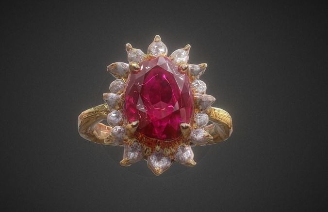 FREE Ruby Diamond Ring free VR / AR / low-poly 3D model | CGTrader