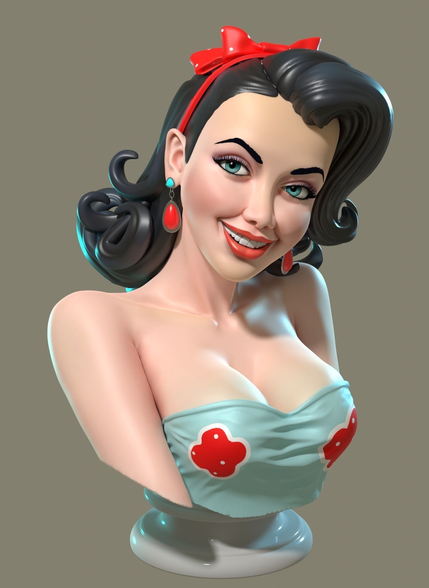 50s Style Pinup Female Bust 3D model 3D printable | CGTrader