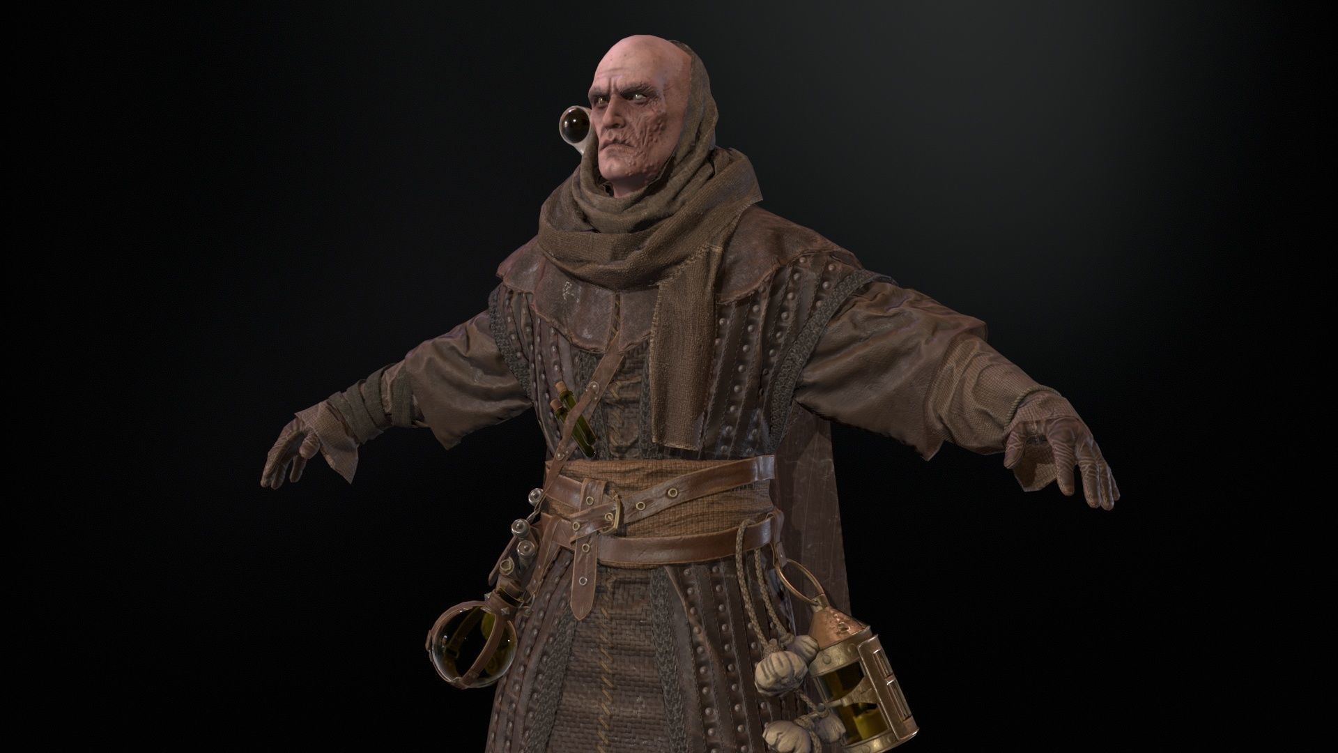 3D model PlagueDoctor starter pack VR / AR / low-poly rigged animated ...