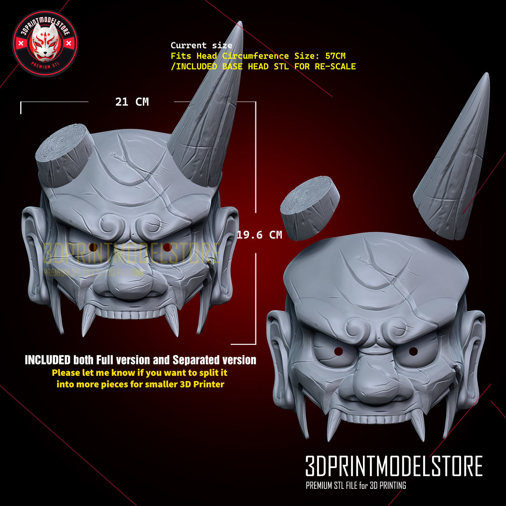 Street Fighter 6 Akuma Mask - Oni Hannya Samurai Ghost Mask 3D model 3D ...