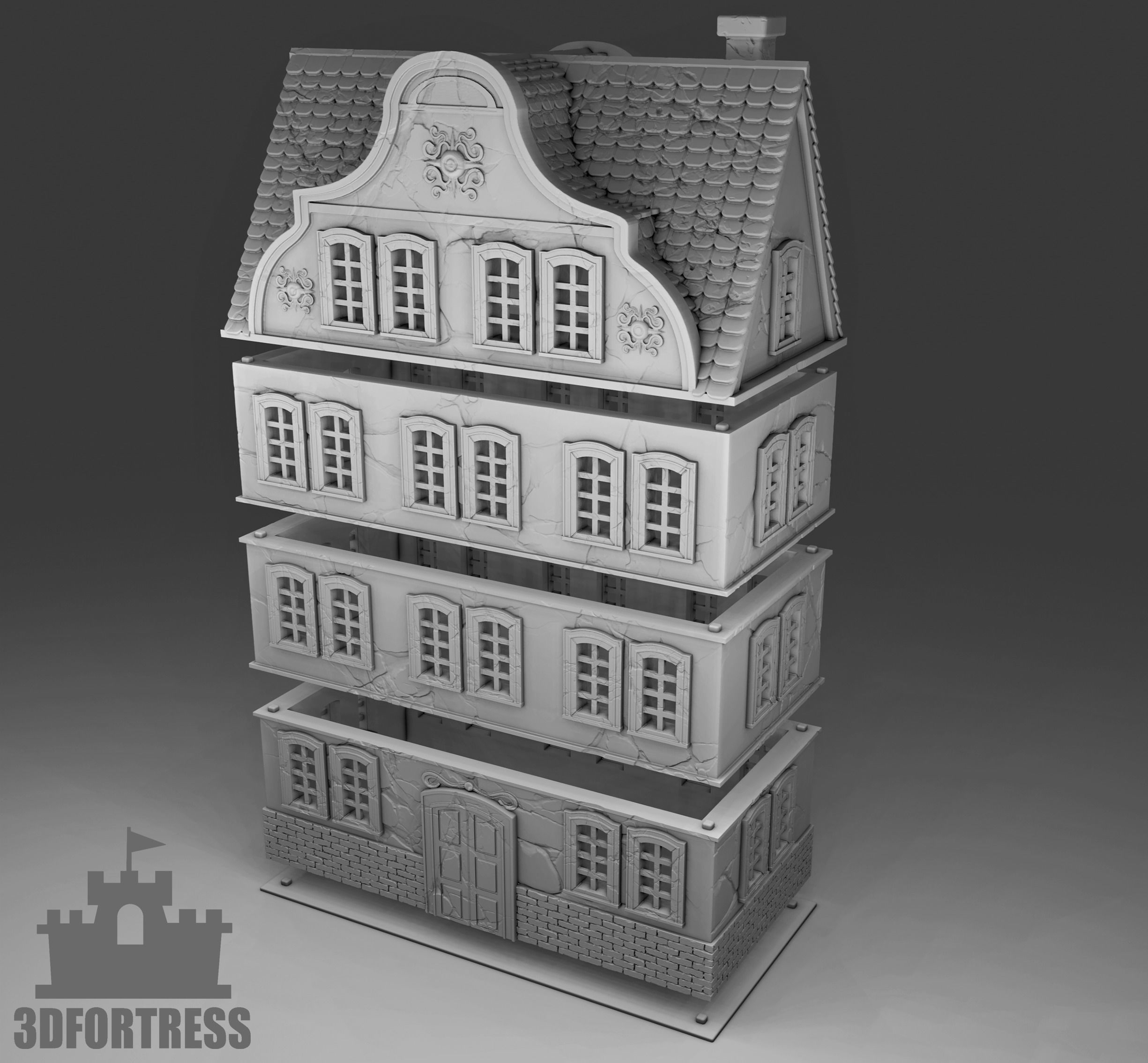 Four-story building 3D model 3D printable | CGTrader