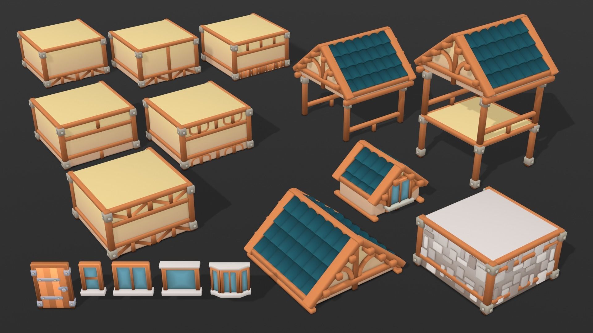 3D model Medieval Town Asset Pack VR / AR / low-poly | CGTrader