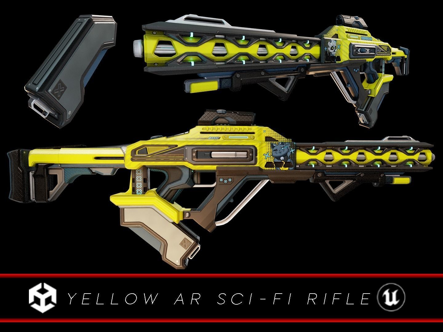 3D model Yellow Sci-Fi Assault Rifle VR / AR / low-poly | CGTrader
