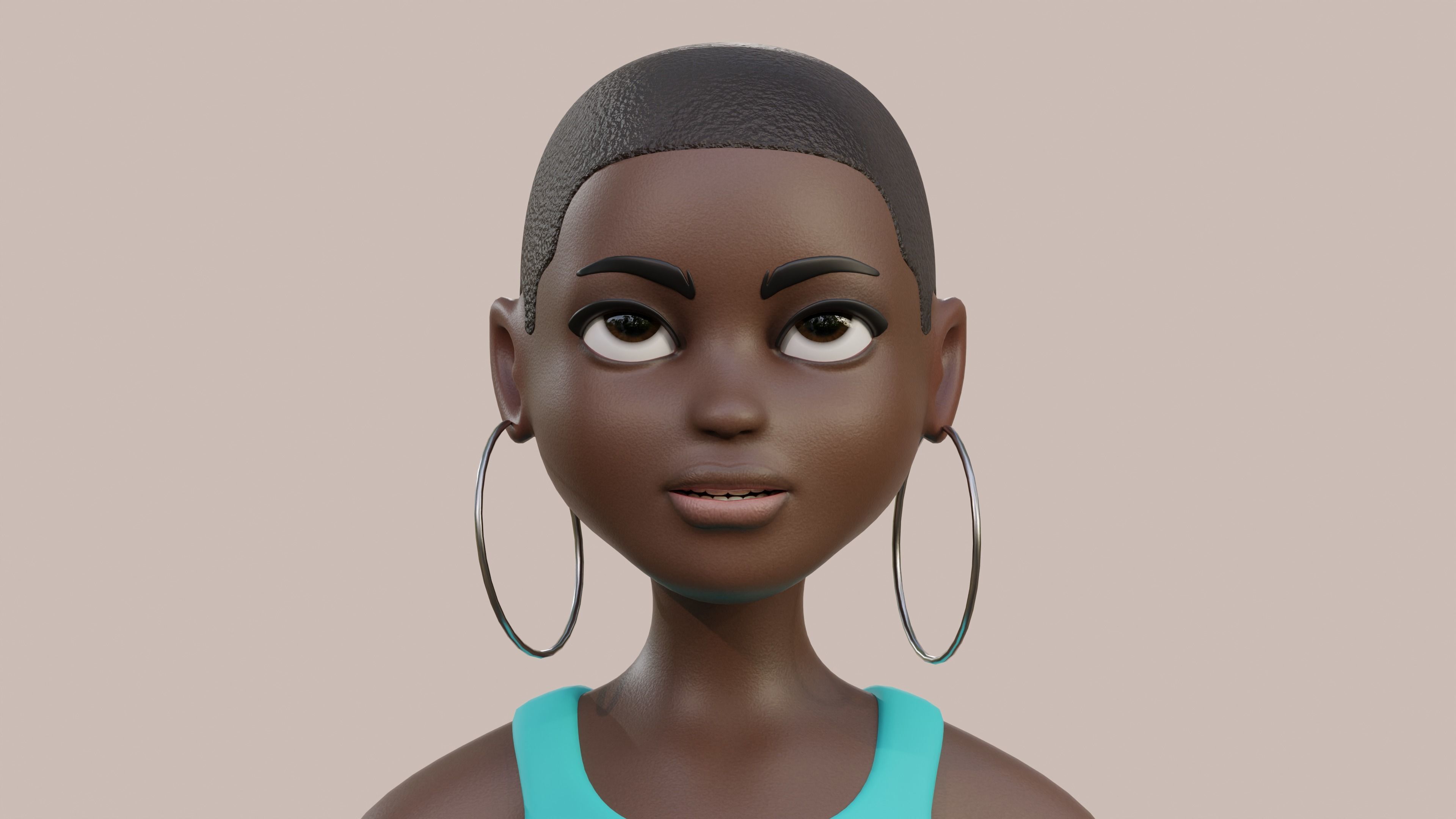 3D model Black girl Cartoon Character Sophia VR / AR / low-poly | CGTrader