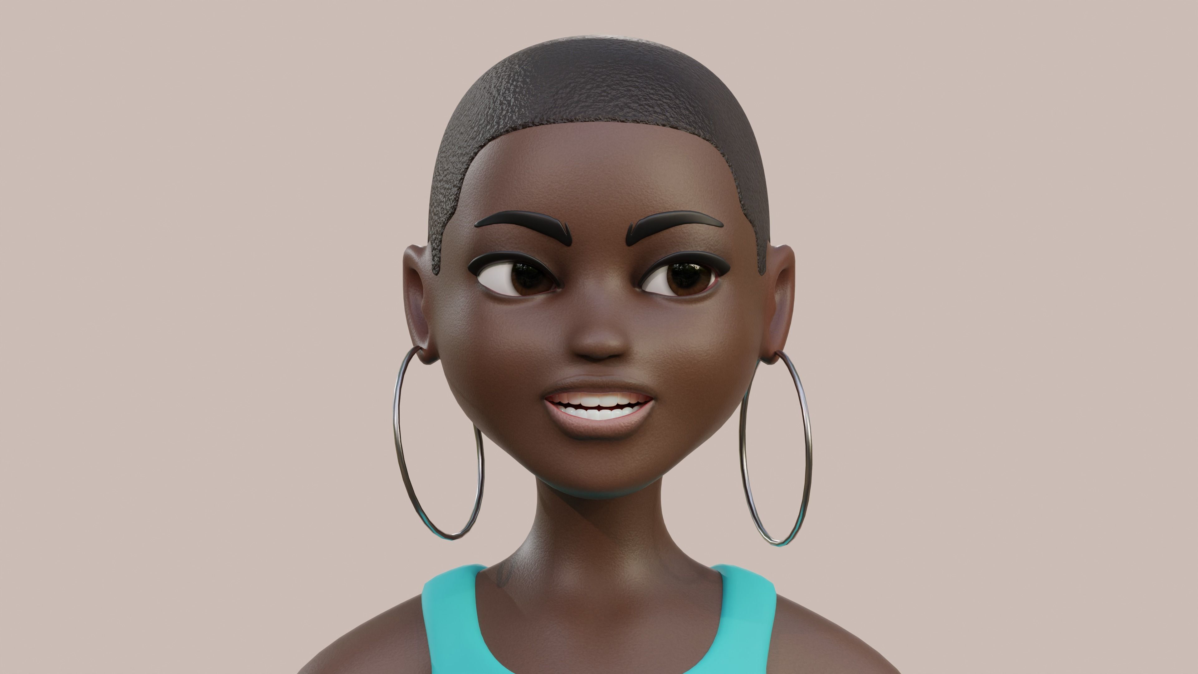 3D model Black girl Cartoon Character Sophia VR / AR / low-poly | CGTrader