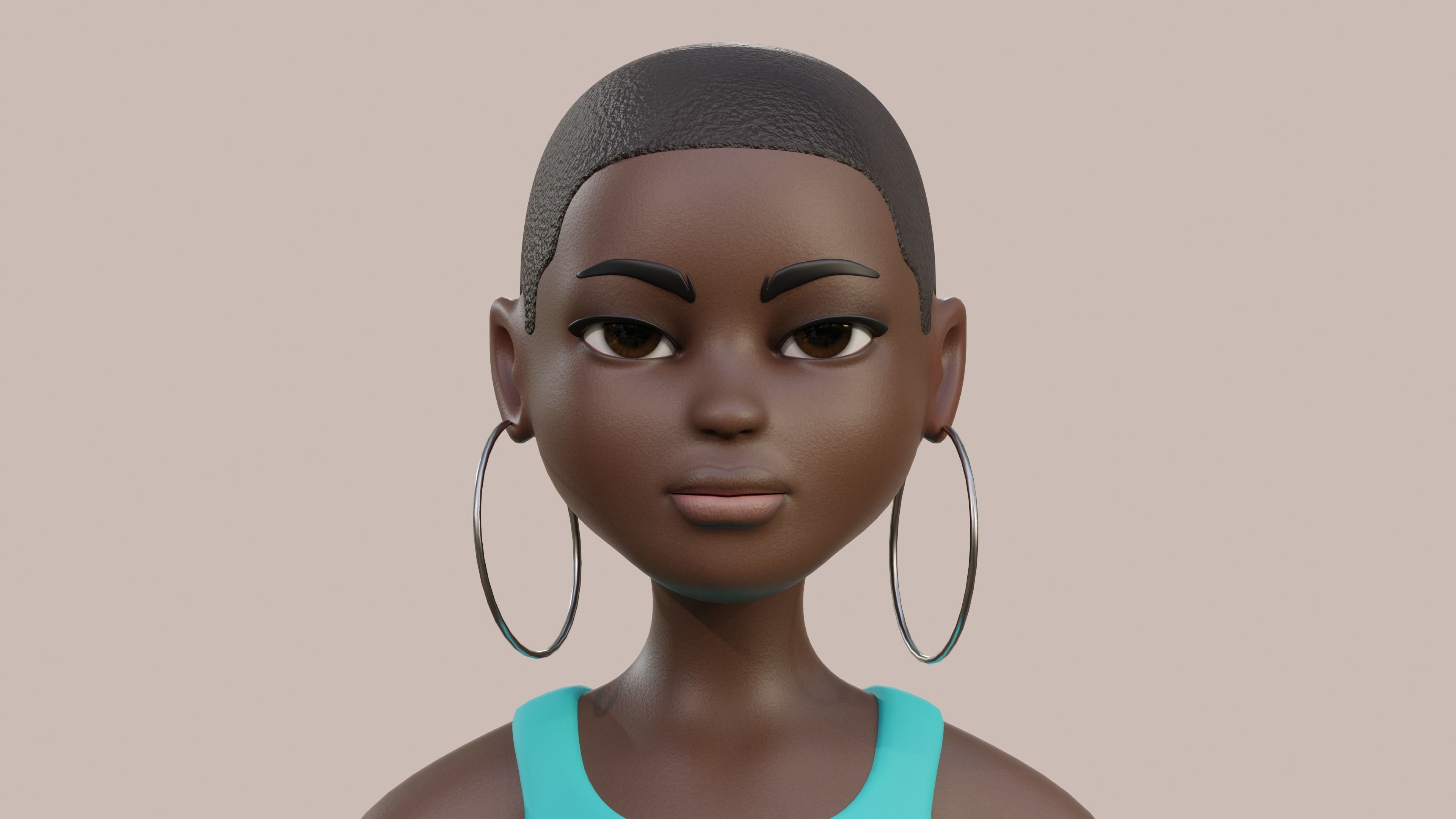 3D model Black girl Cartoon Character Sophia VR / AR / low-poly | CGTrader