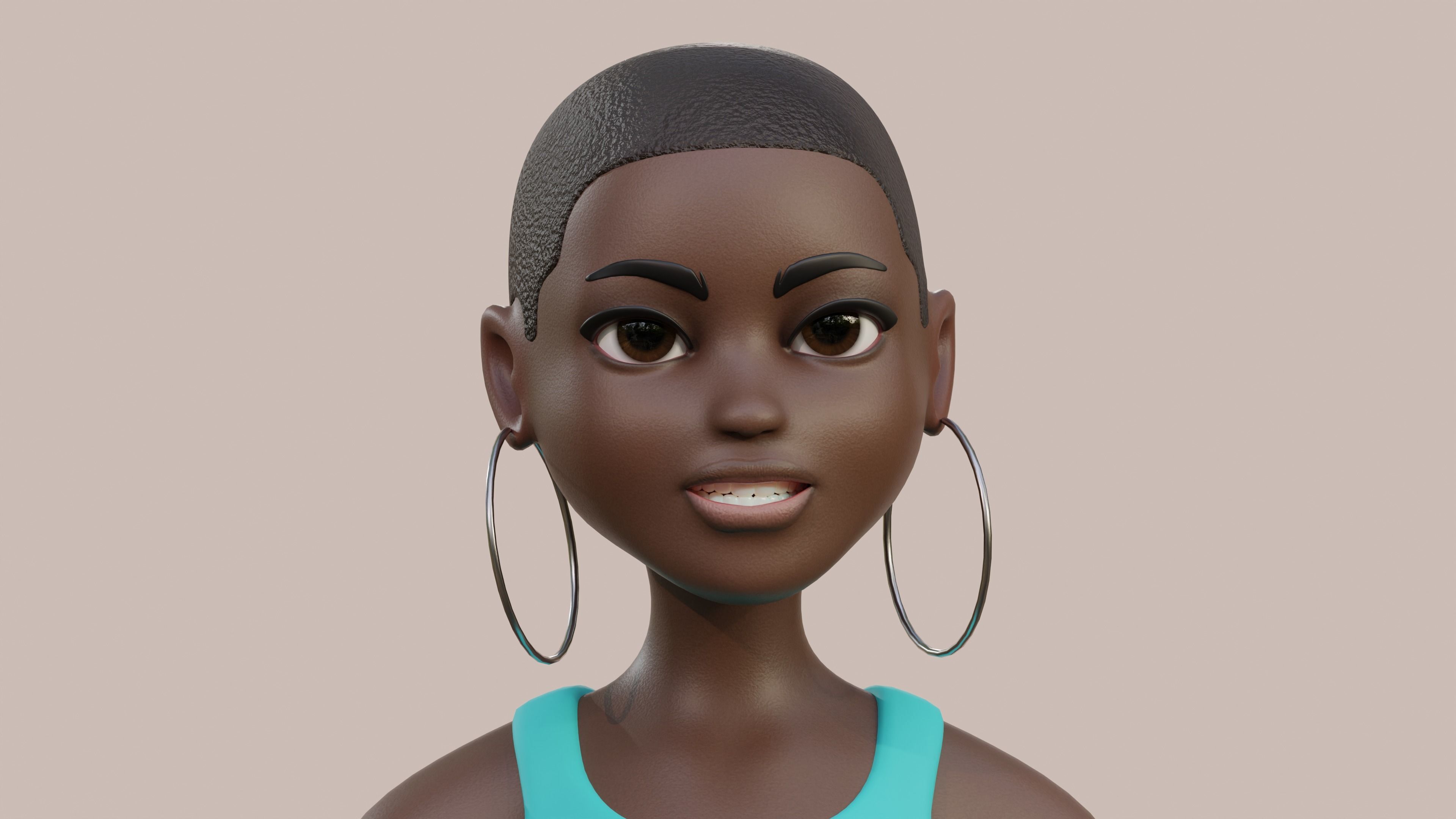 3D model Black girl Cartoon Character Sophia VR / AR / low-poly | CGTrader