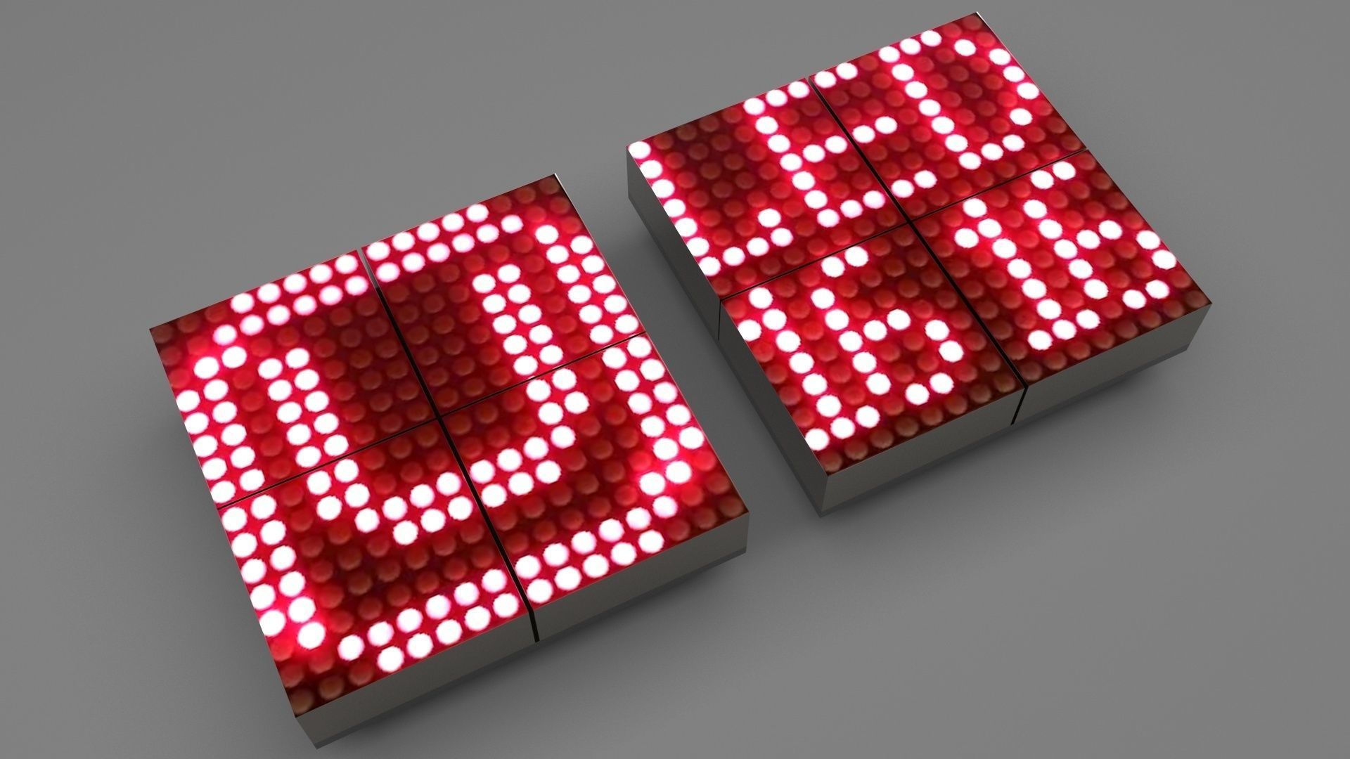 Illuminated LED Dot Matrix Displays Set 3D model | CGTrader