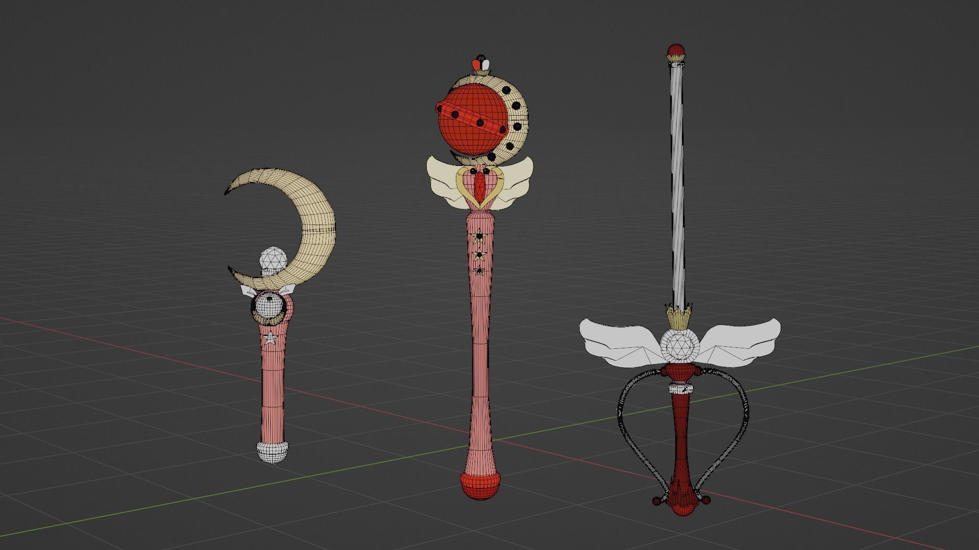 Sailor Moon Wand Set 3D model | CGTrader