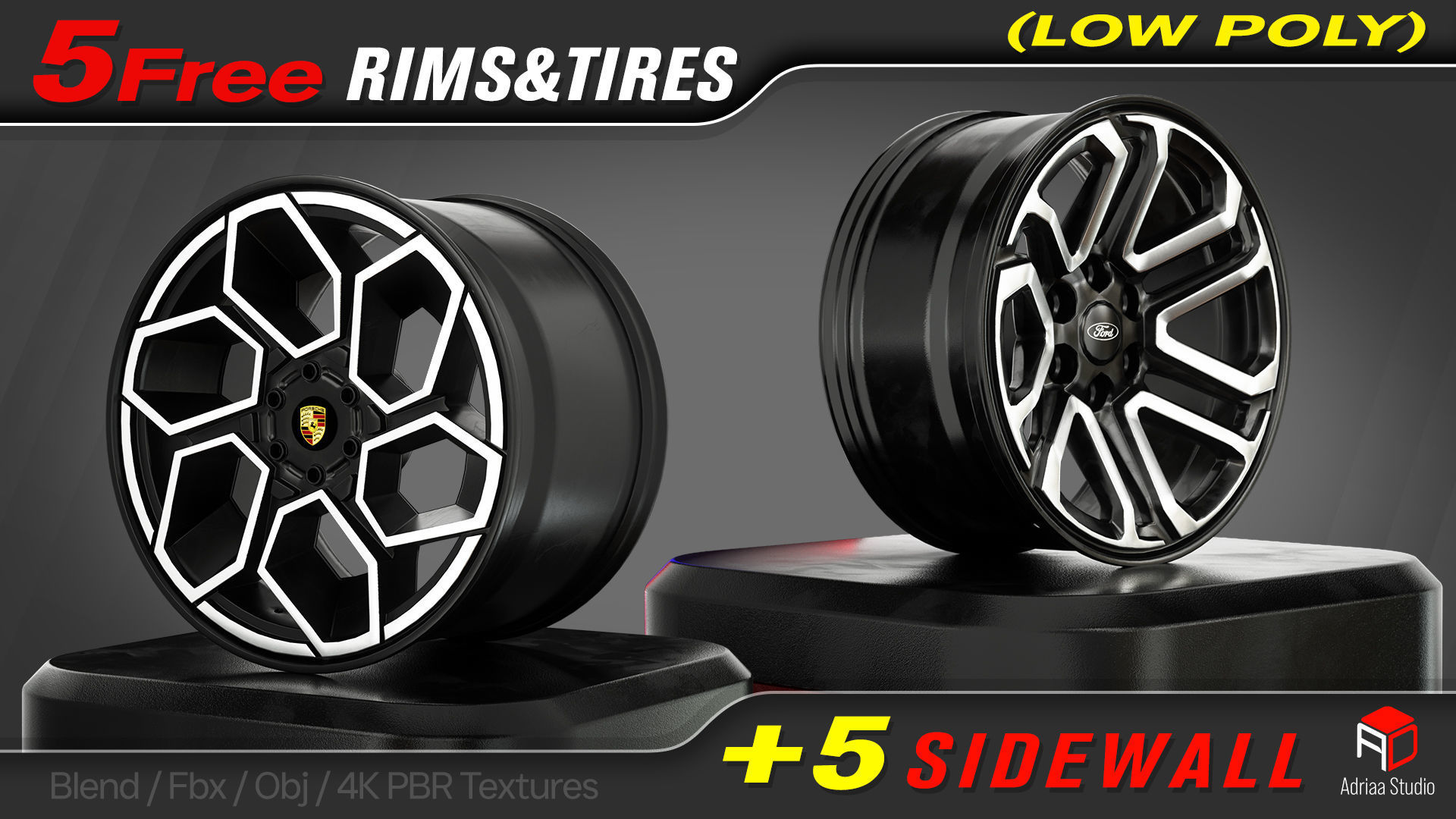 5 Free Tires And Rims free VR / AR / low-poly 3D model | CGTrader