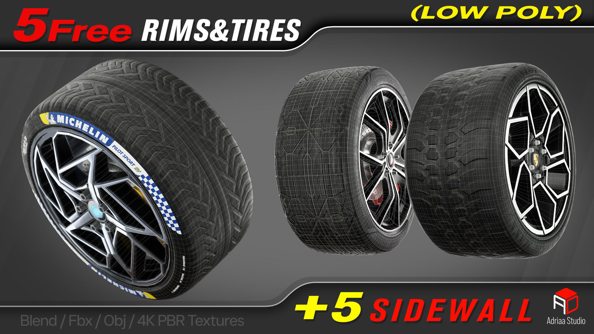 5 Free Tires And Rims free VR / AR / low-poly 3D model | CGTrader