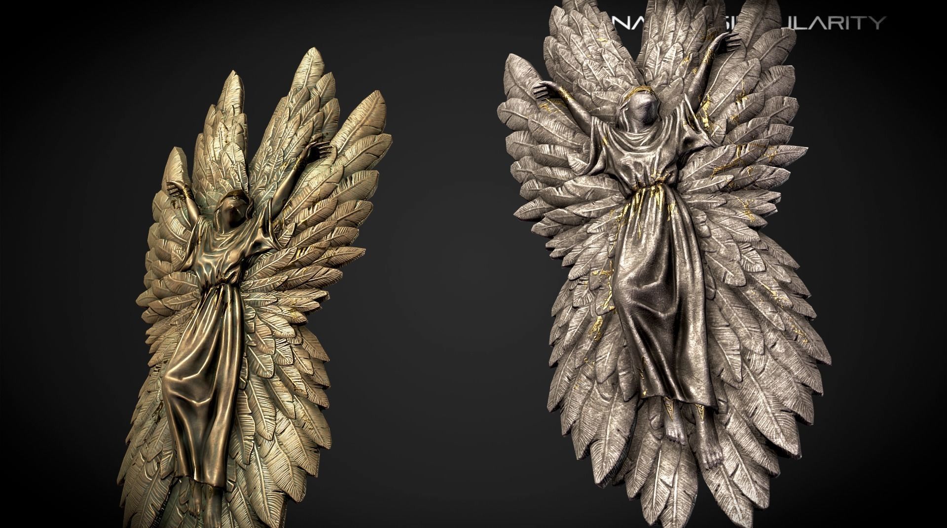 3D model wing shield Medieval dark fantasy weapo VR / AR / low-poly ...