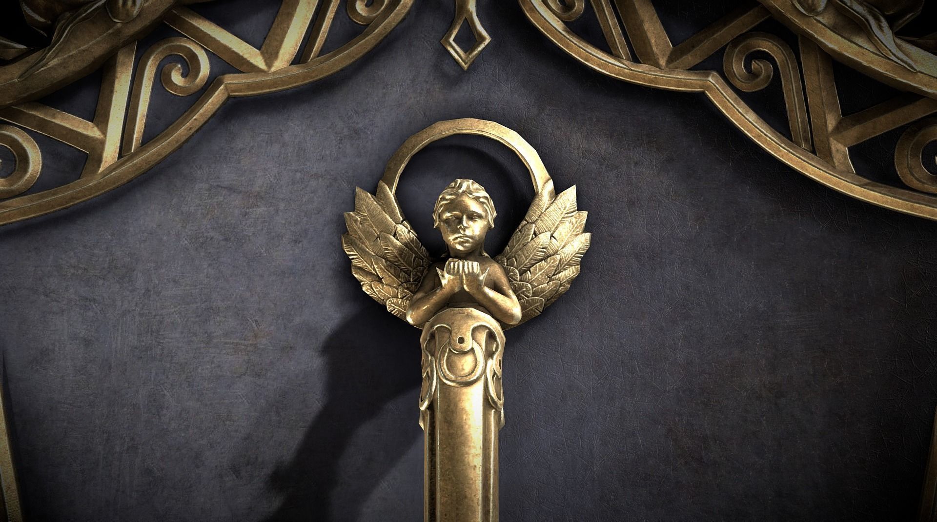 3D model Twins Angels Shield Medieval dark fantasy VR / AR / low-poly ...