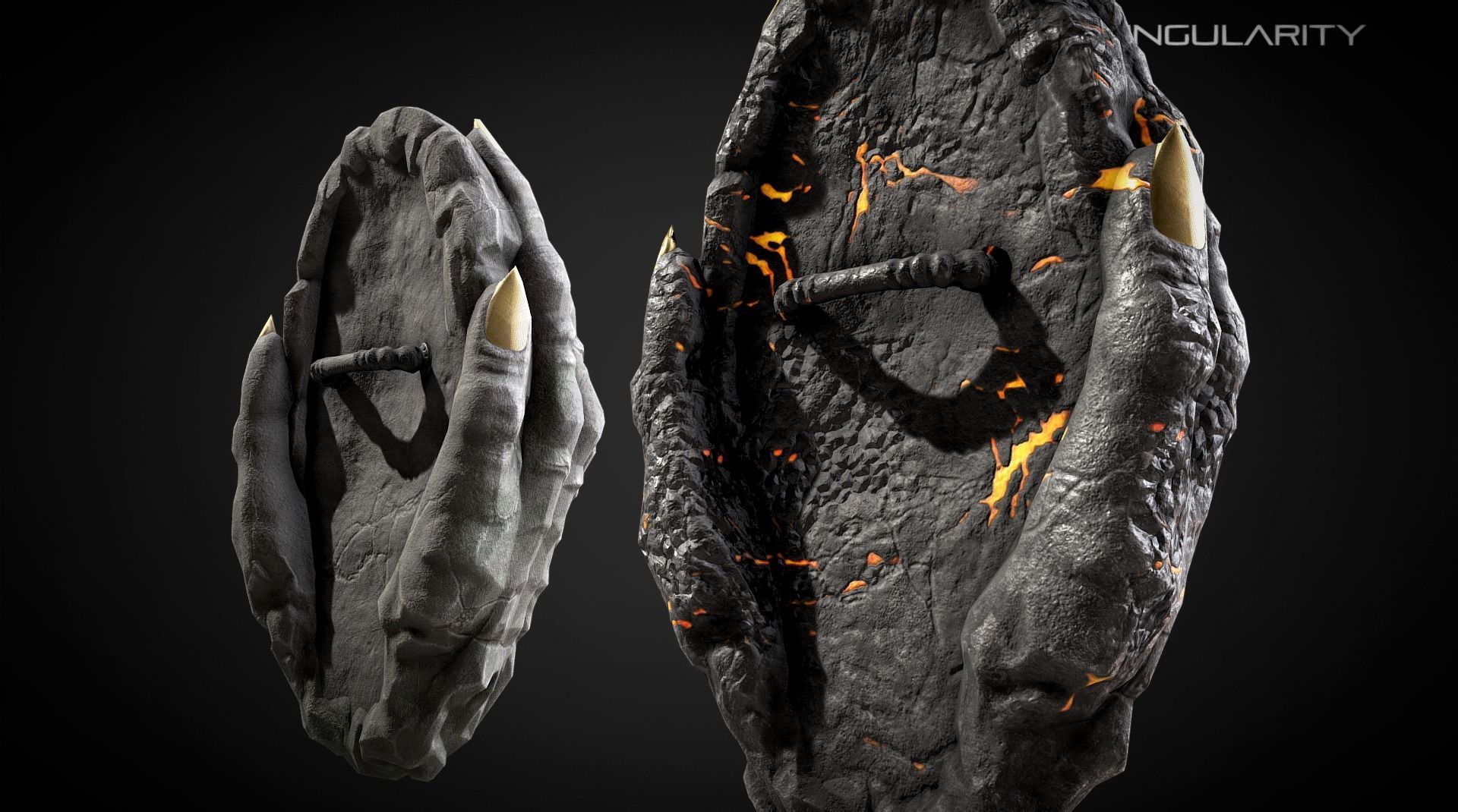 3D model Demon Hand Shield Medieval dark fantasy weapon VR / AR / low ...