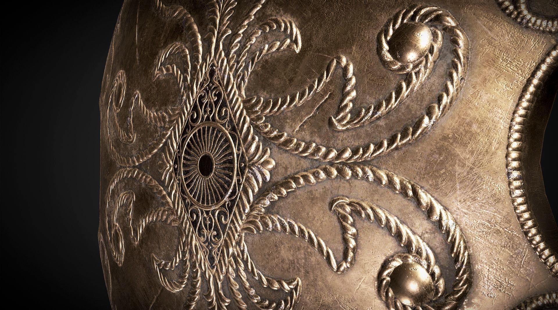 3D model Bronze Eye Shield Medieval dark fantasy weapon VR / AR / low ...