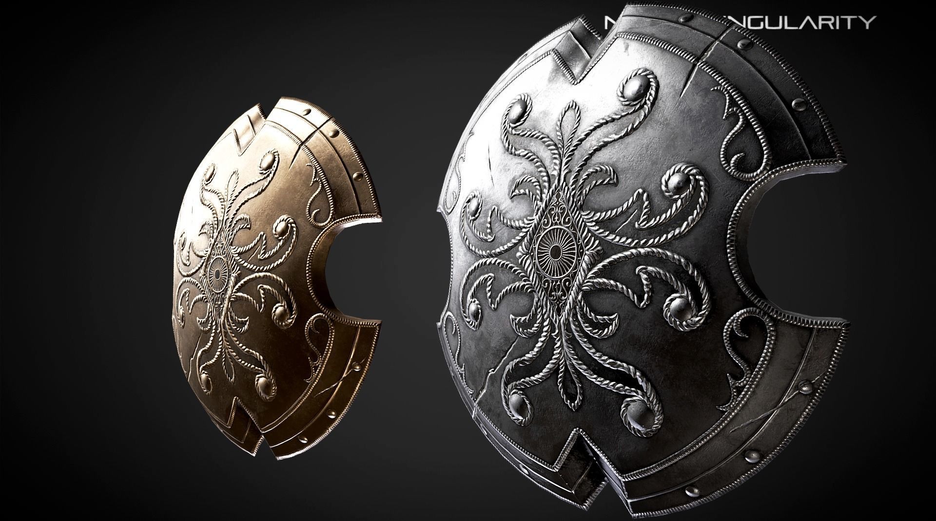 3D model Bronze Eye Shield Medieval dark fantasy weapon VR / AR / low ...