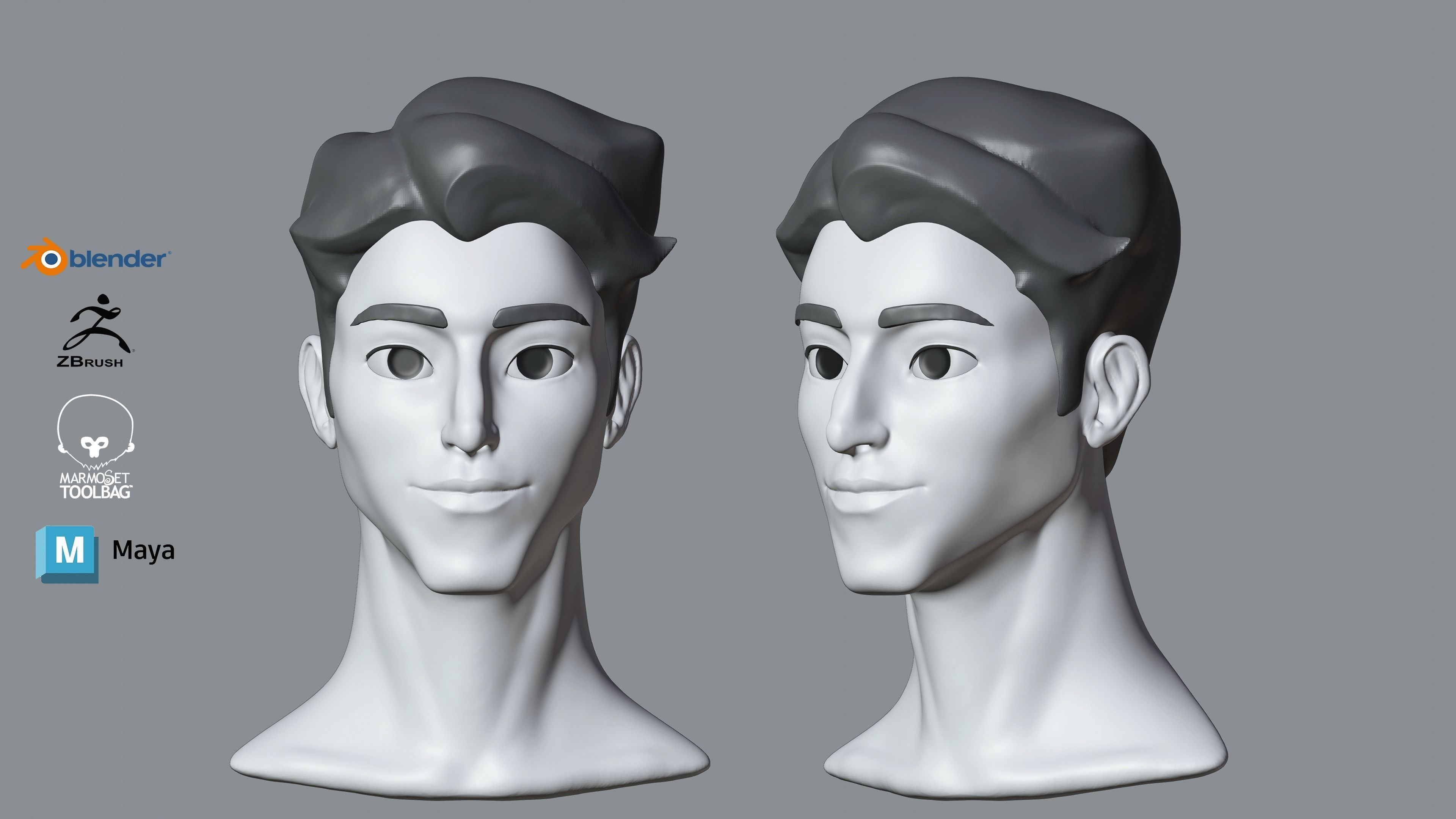 Male Stylized Character George high poly sculpt base mesh 3D model ...