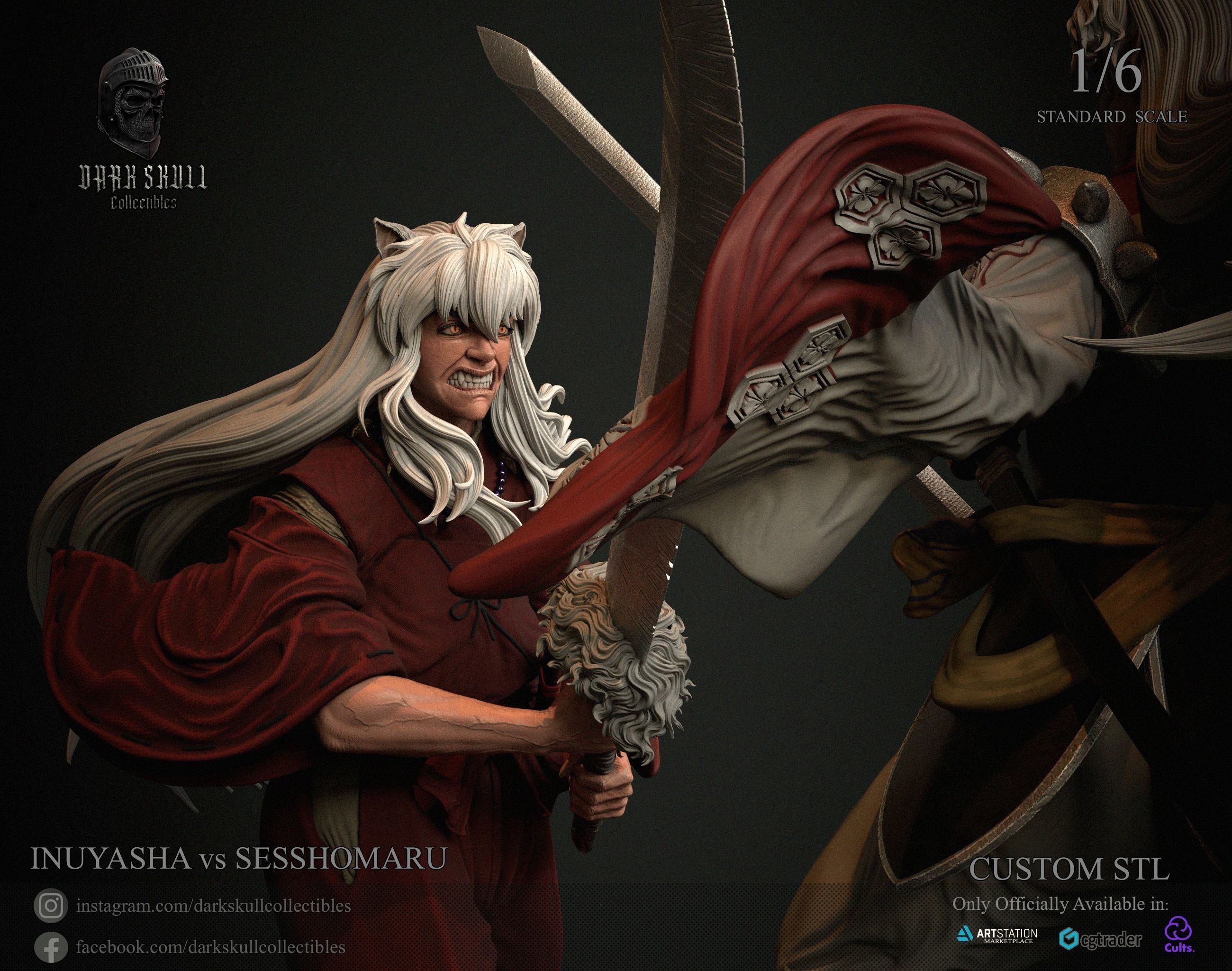 INUYASHA vs SESSHOMARU 3D model 3D printable | CGTrader