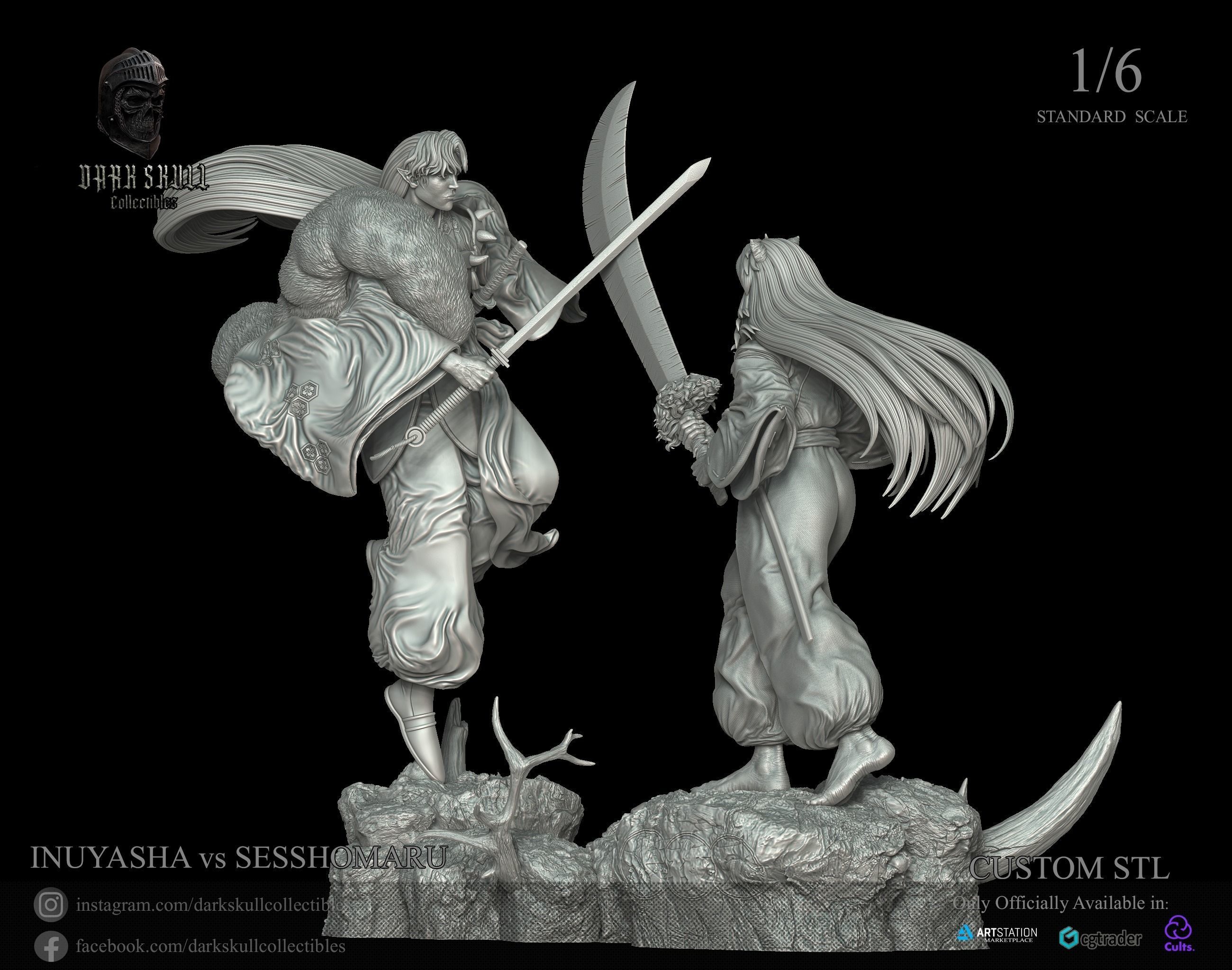 INUYASHA vs SESSHOMARU 3D model 3D printable | CGTrader
