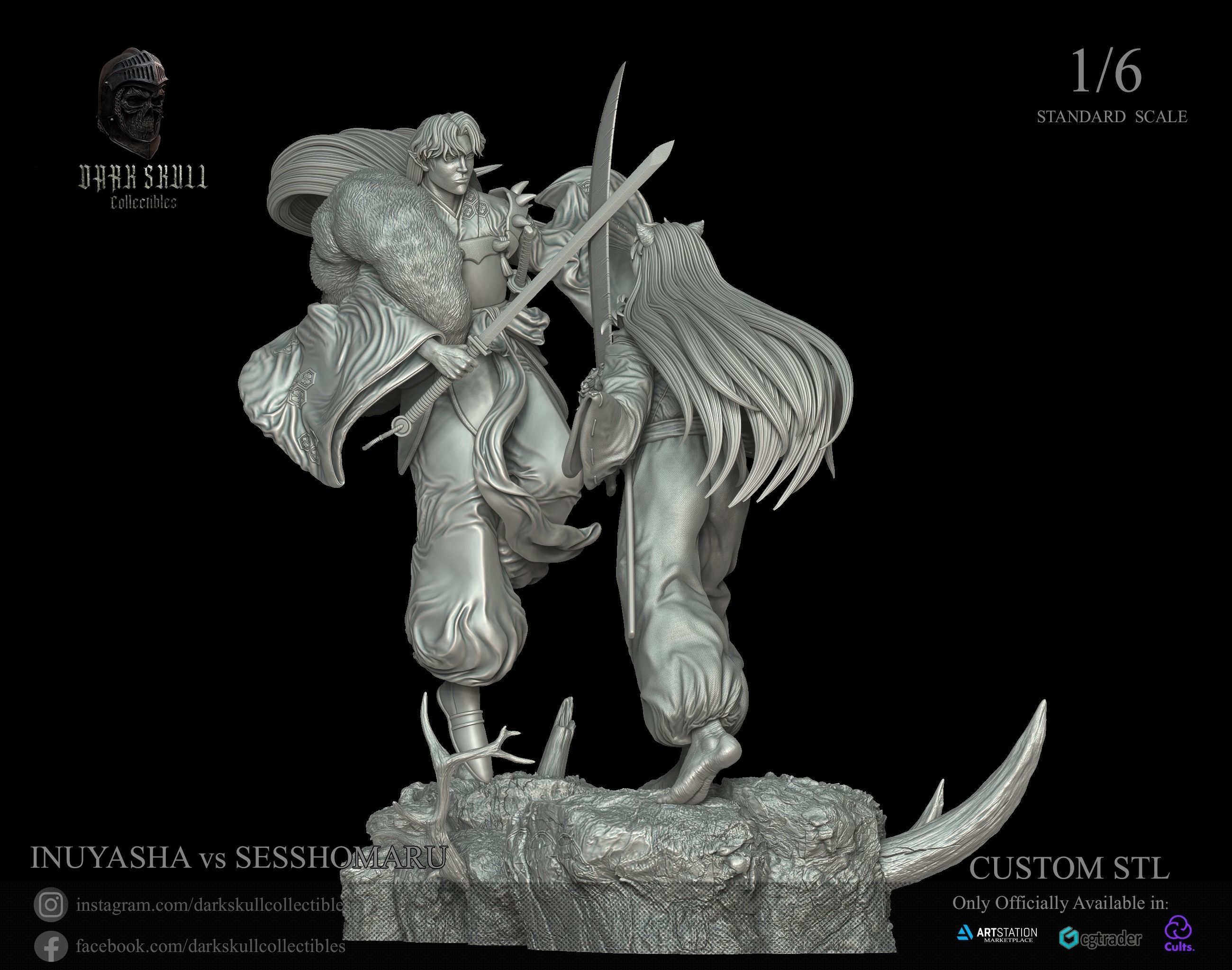 INUYASHA vs SESSHOMARU 3D model 3D printable | CGTrader