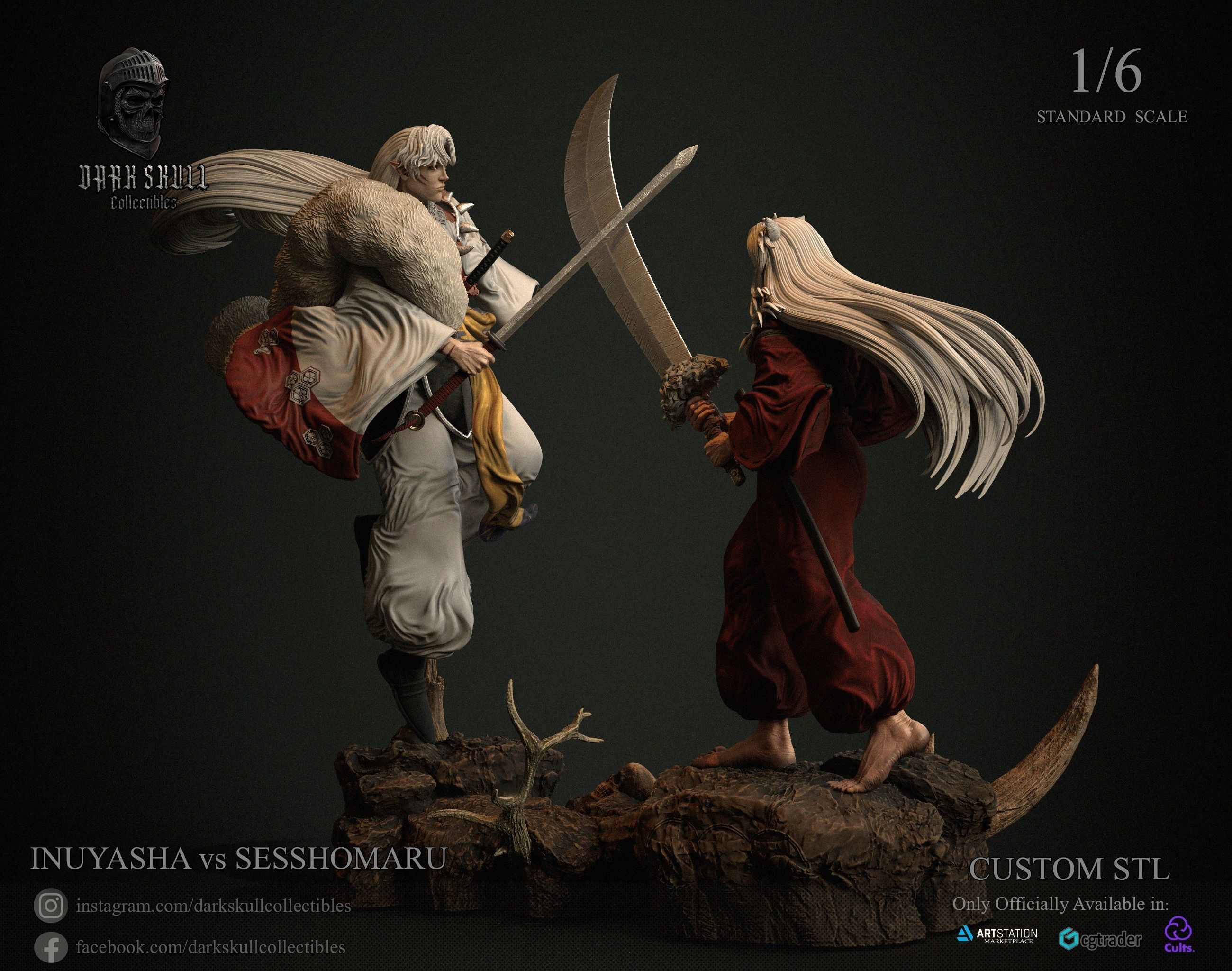 INUYASHA vs SESSHOMARU 3D model 3D printable | CGTrader